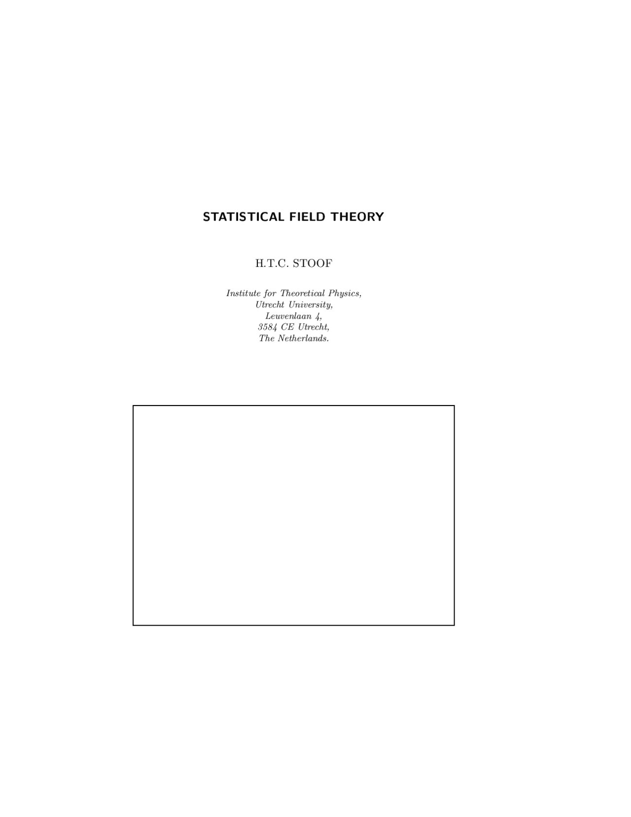Statistical Field Theory Docsity