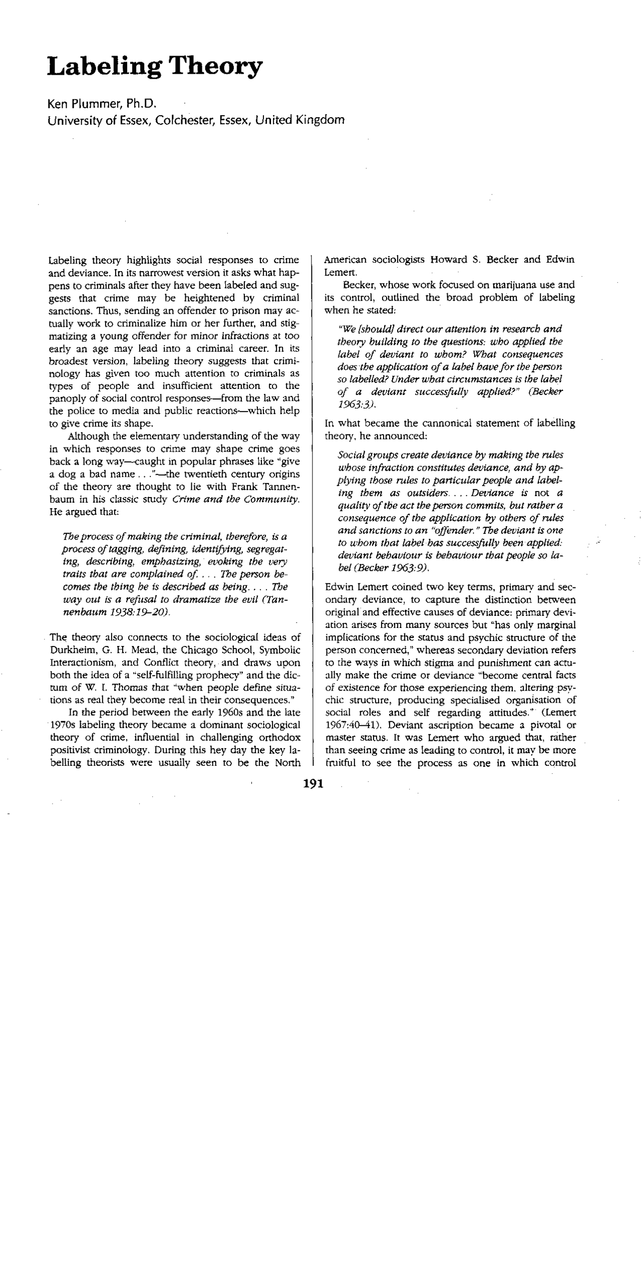 Labeling Theory Docsity