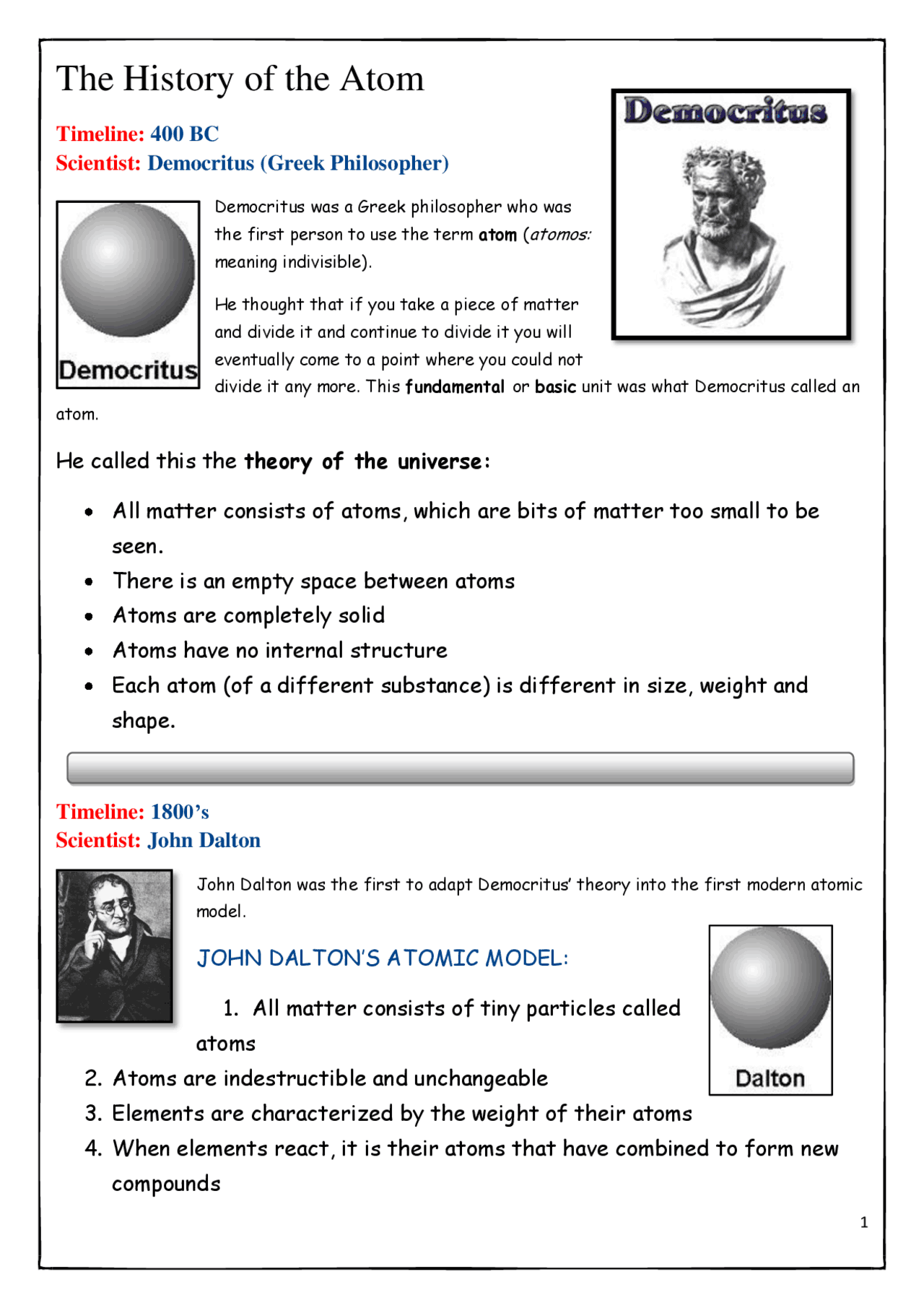 Atomic Theory Project: The History of the Atom | Study notes Chemistry ...