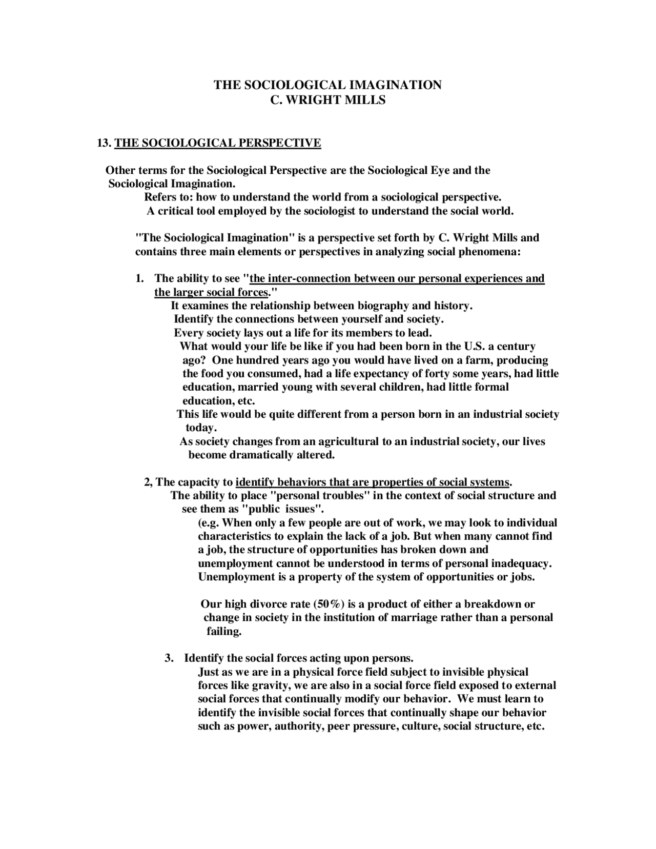 The Social Imagination Theory Lecture Notes Social Theory Docsity