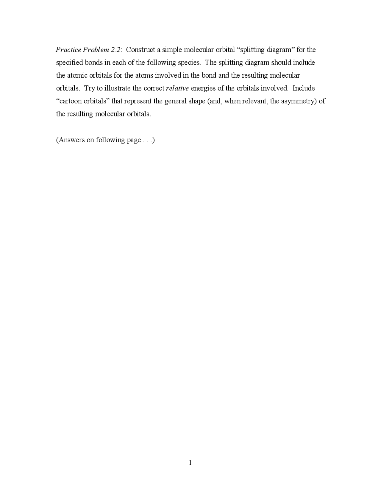 Practice problems Molecular Orbital Theory | Study notes Organic ...