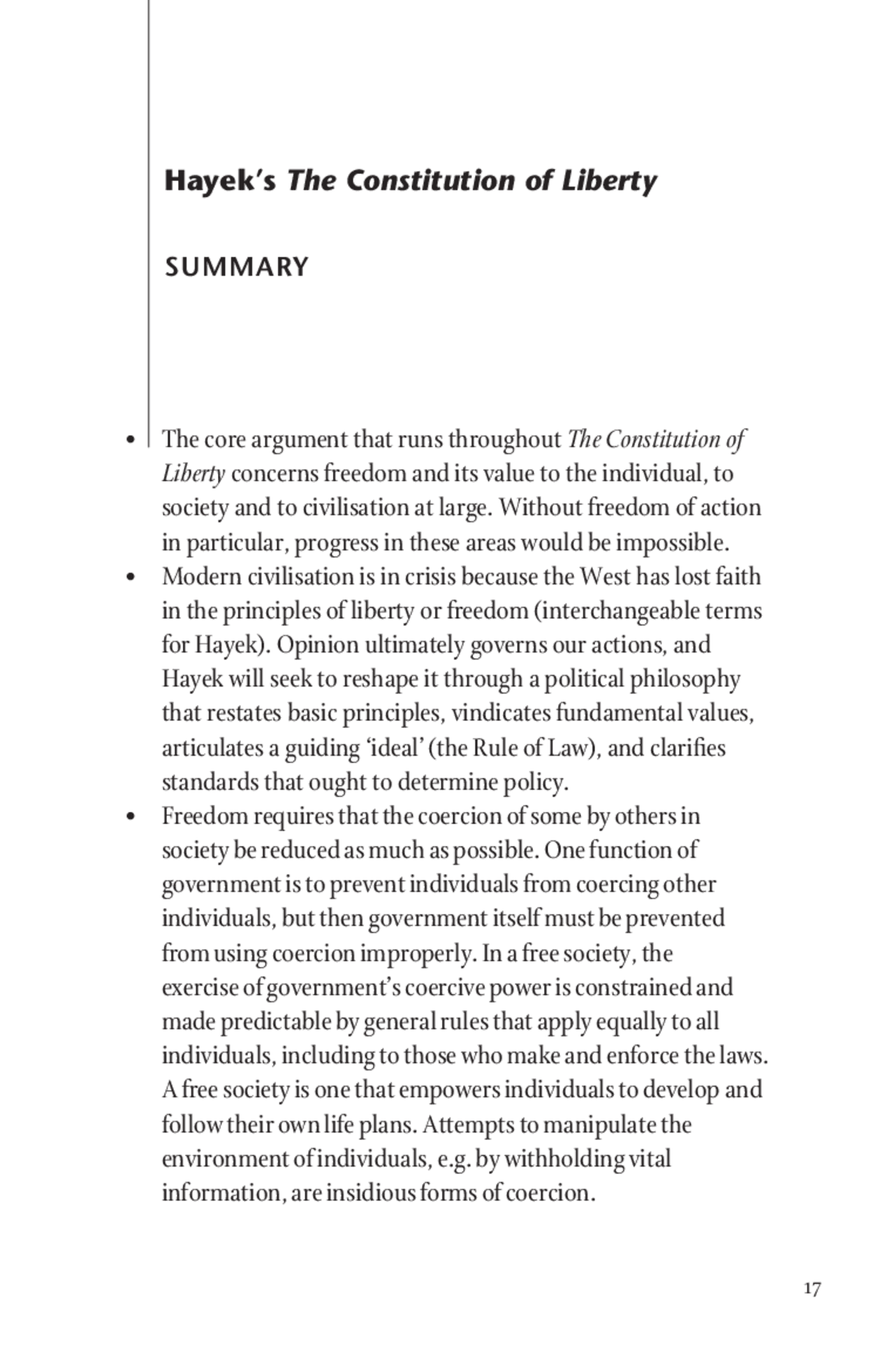 The constitution of liberty - Docsity