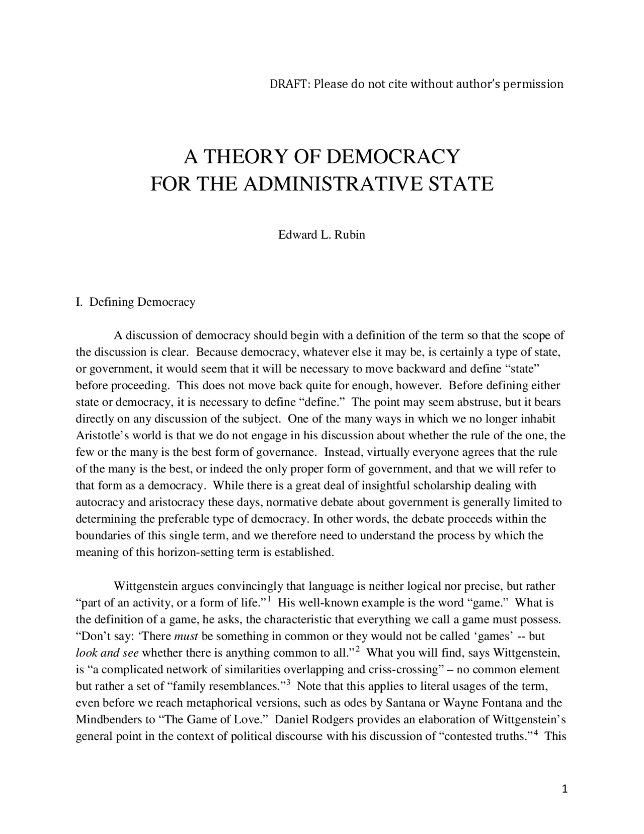 Theory Of Democracy For The Administtrative State Docsity
