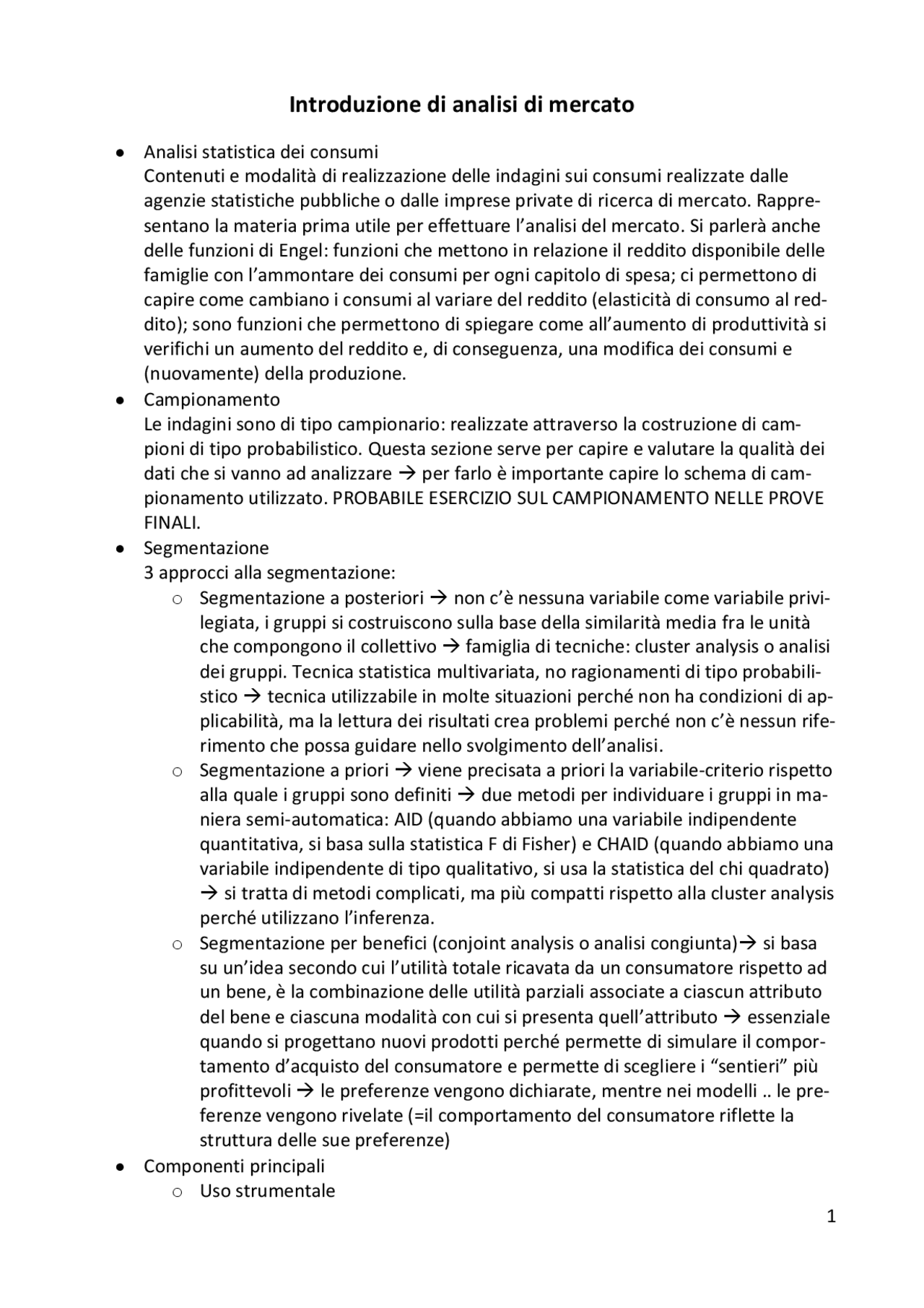 Appunti Di Analisi Di Mercato Modulo 1 Giorgio Tassinari Docsity