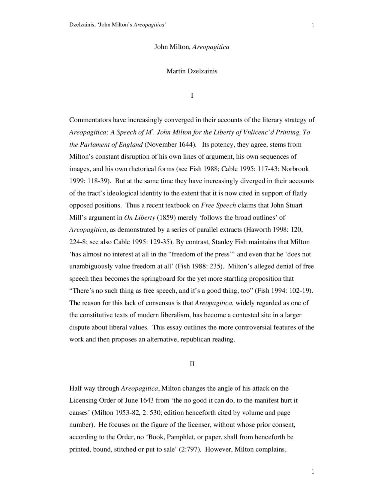 John Milton Areopagitica Summary Summaries English Literature Docsity