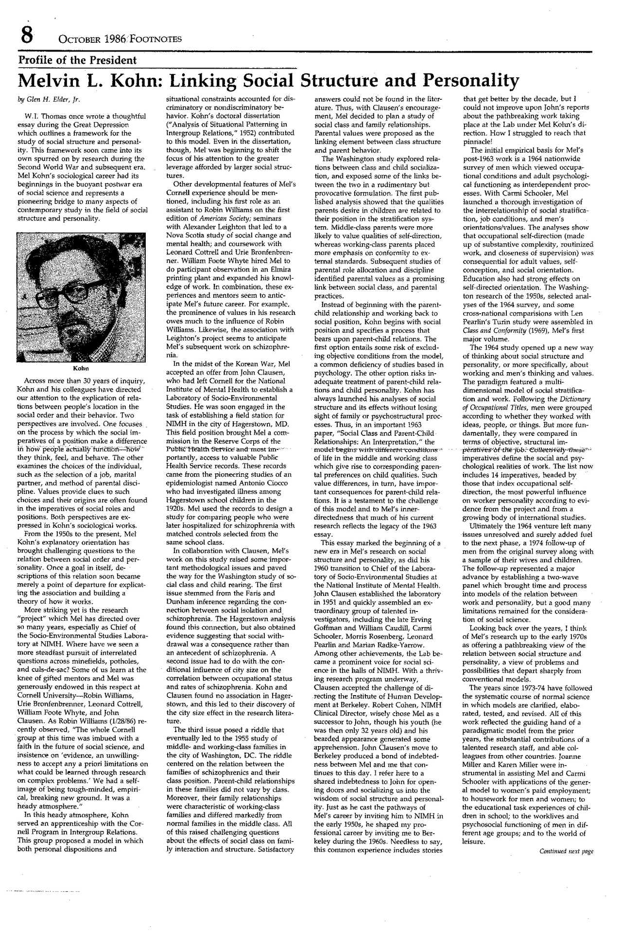 Mel Kohn's Legacy: Career and Research in Social Structure and ...