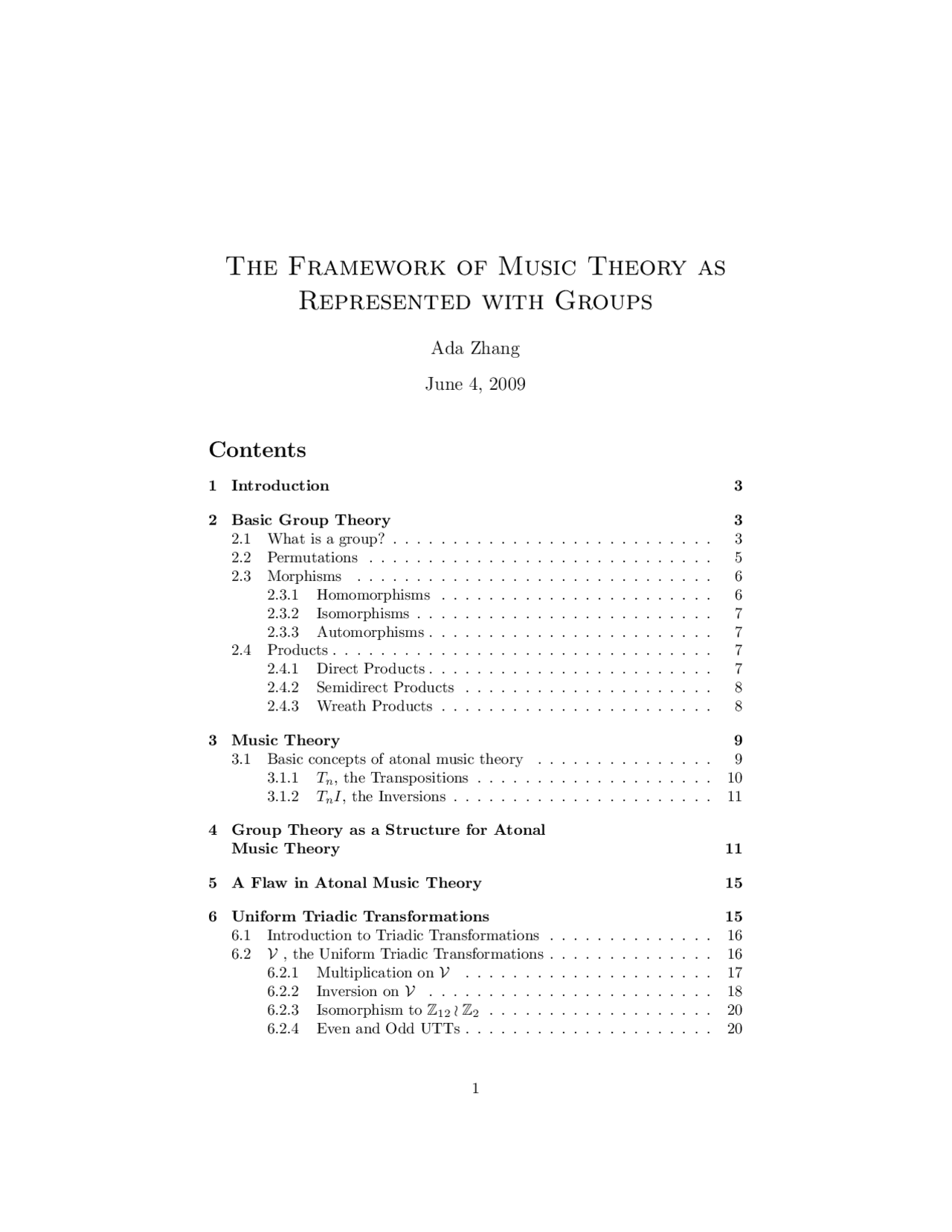 The Framework Of Music Theory As Represented With Groups Docsity