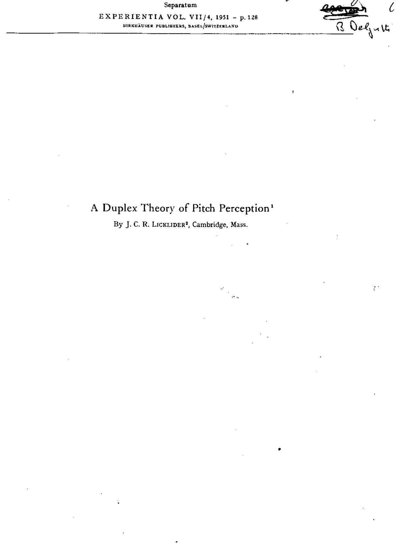 A Duplex Theory of Pitch Perception - Docsity