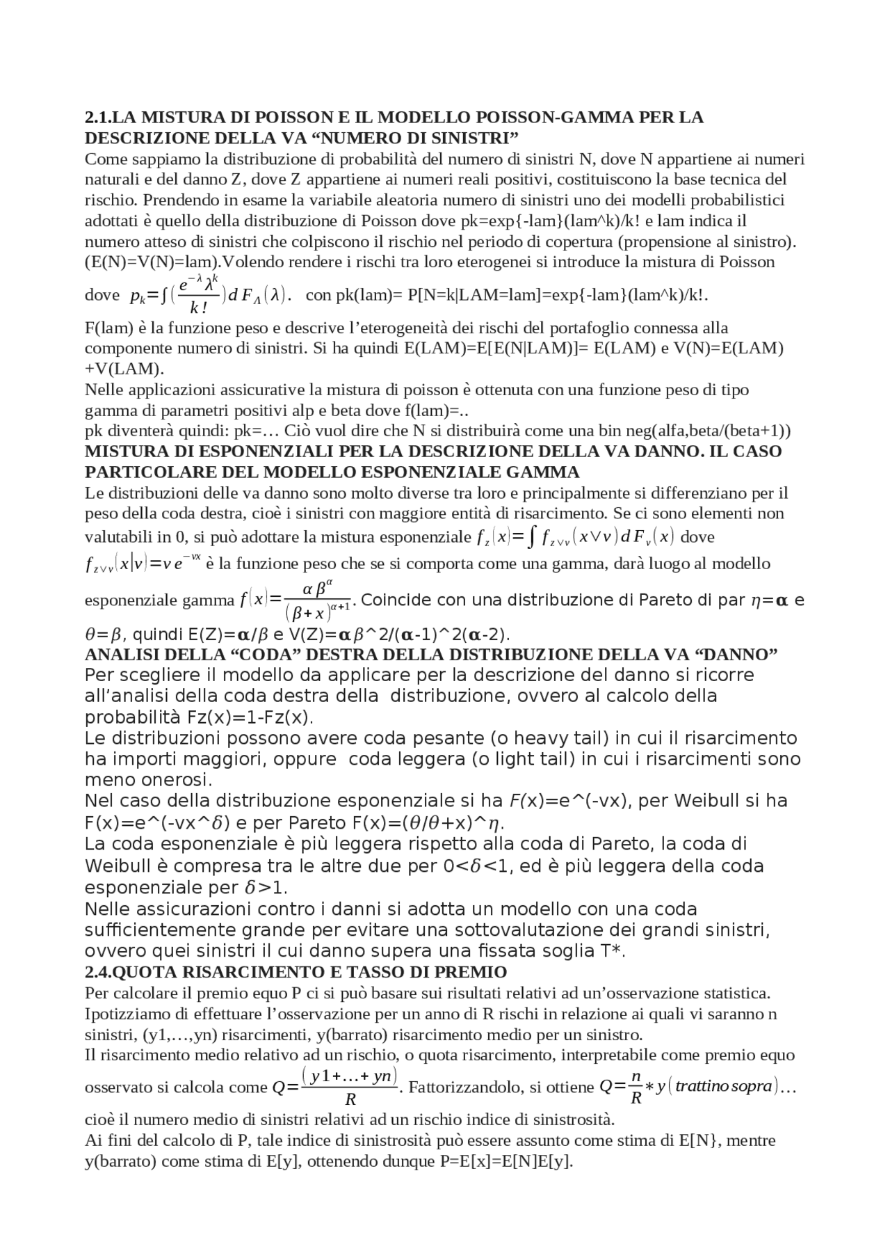 Matematica Attuariale Domande Docsity