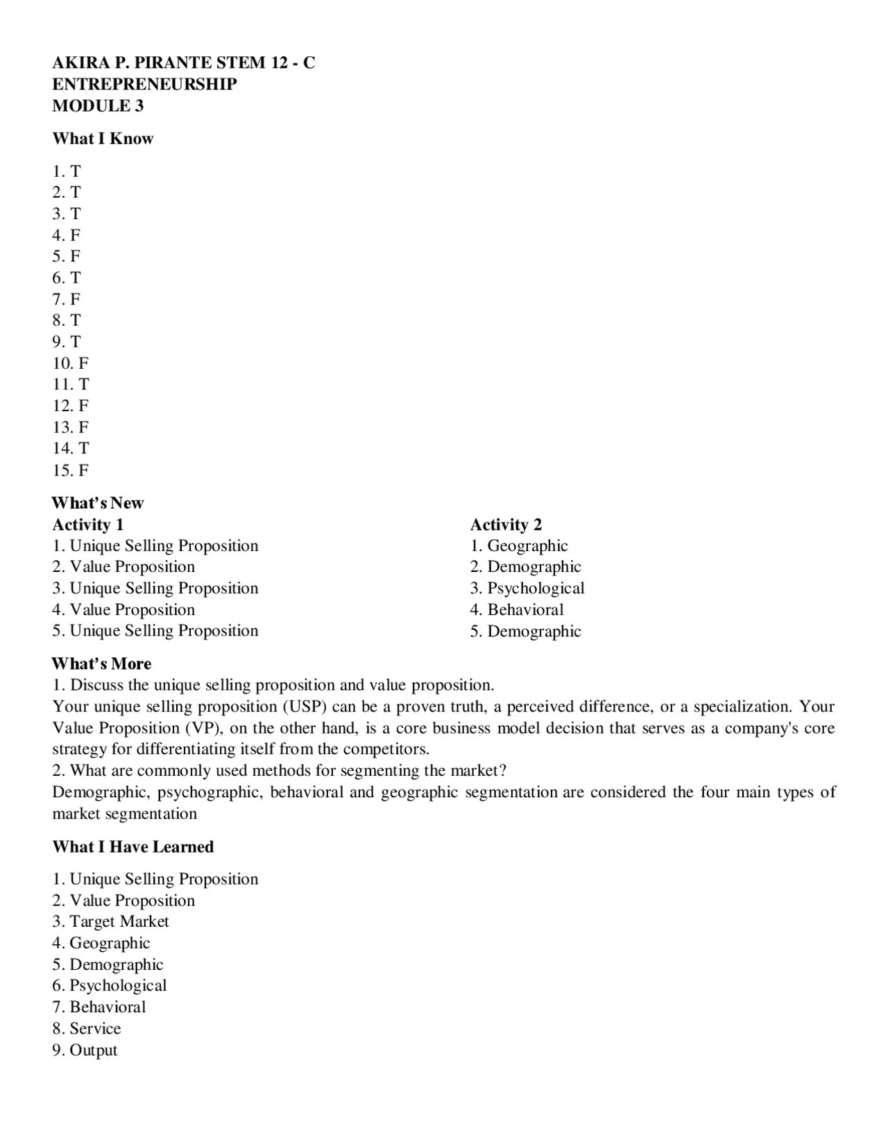 Entrepreneurship Business Proposal Plan - Docsity