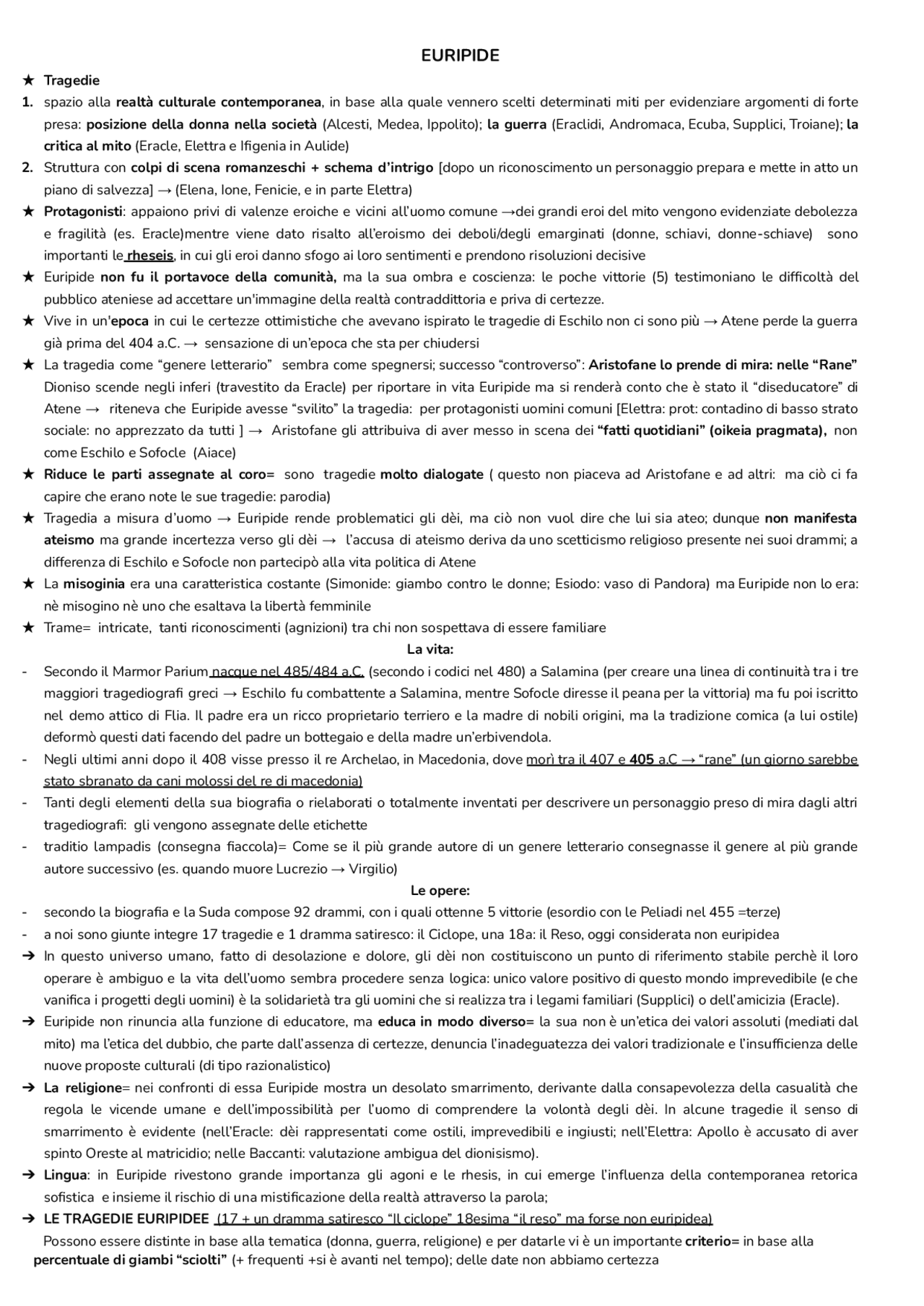 Euripide Tragedie Schema Completo Schemi E Mappe Concettuali Di