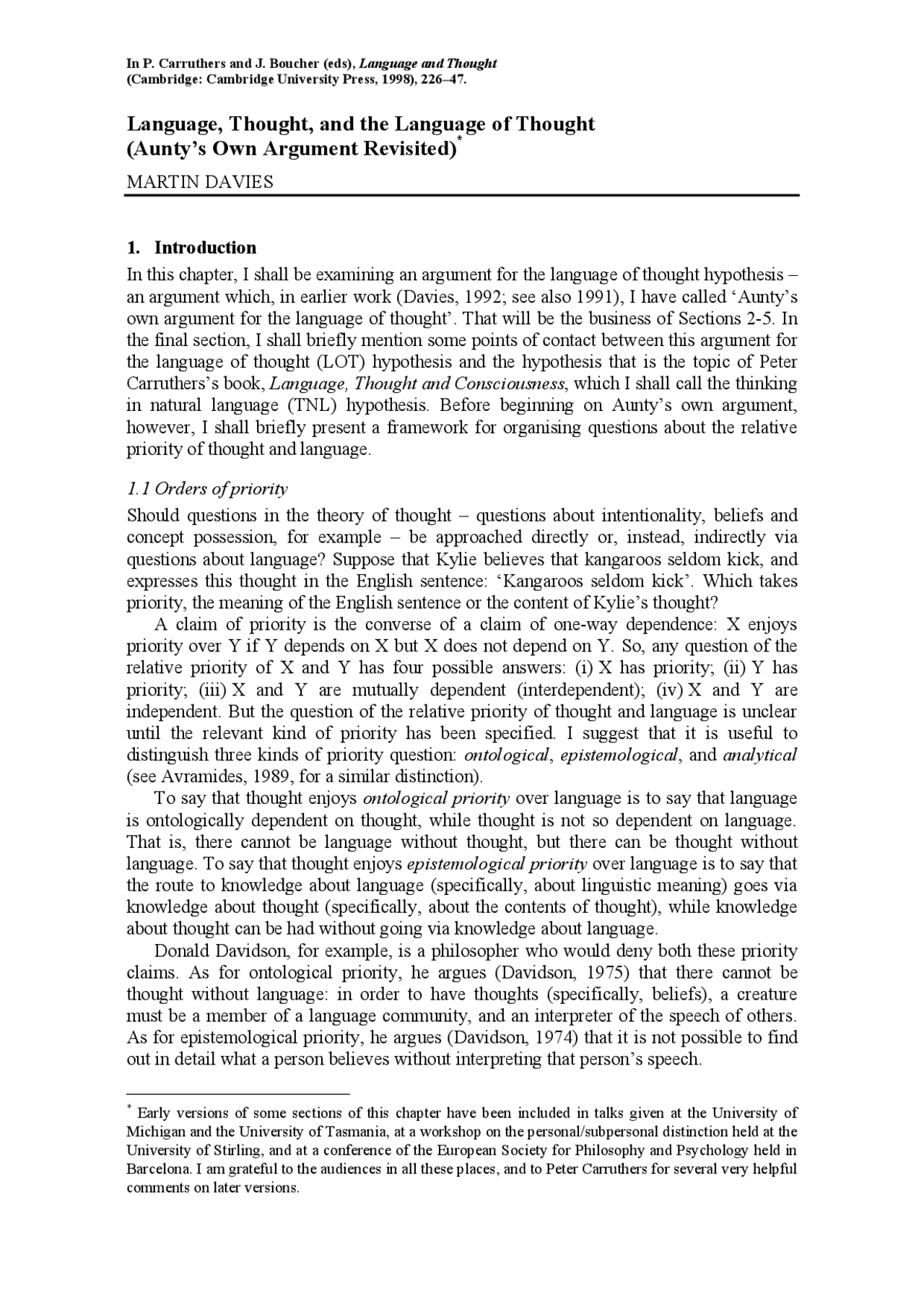 Language in thought and action - Docsity