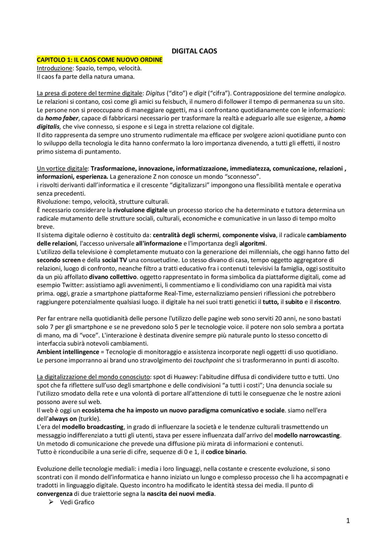 Riassunti Libro Digital Caos Docsity