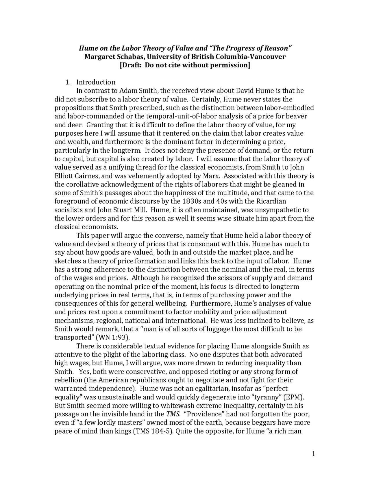 Labor Theory of Value and The Progress of Reason - Docsity