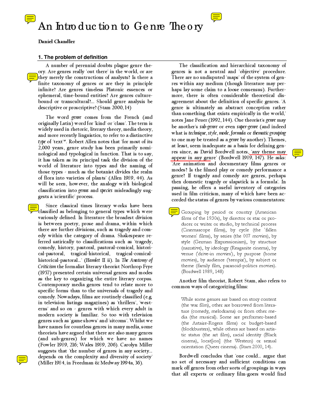 An Introduction To Genre Theory Docsity