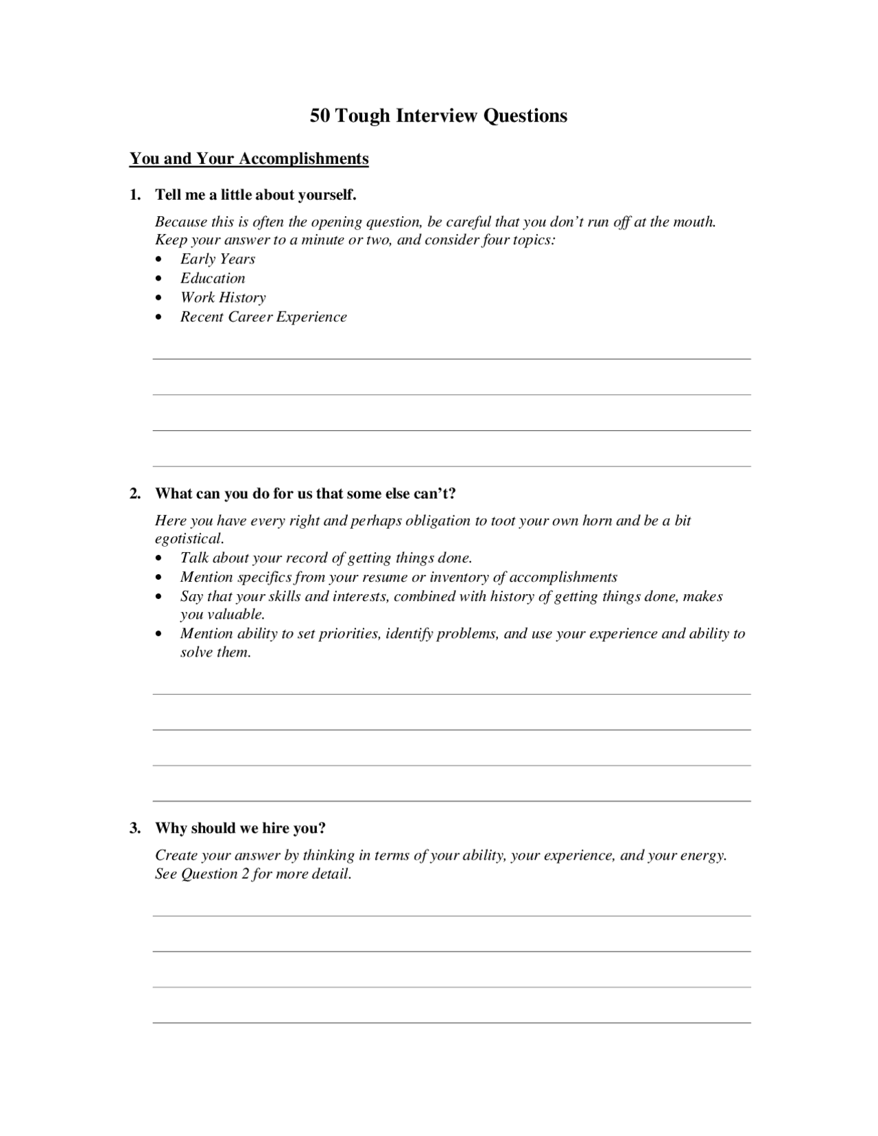 50 Tough Interview Questions Docsity 50-tough-interview-questions-docsity