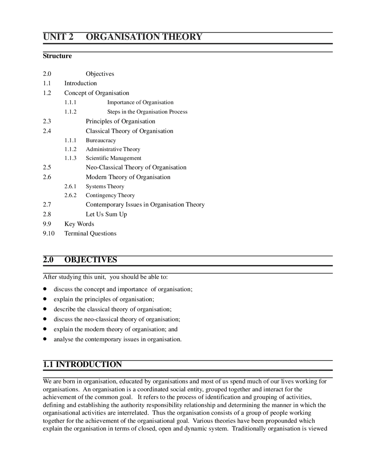 Organisation Theory Docsity
