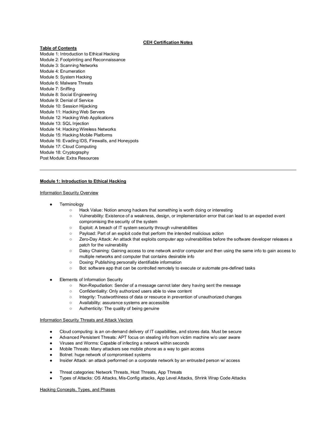 CEH Certification Notes - Docsity