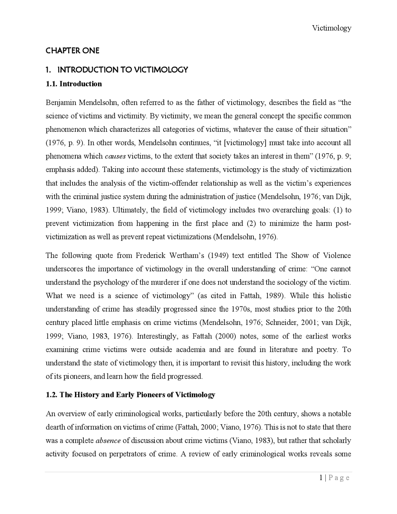 Introduction to Victimology | Study notes Victimology | Docsity