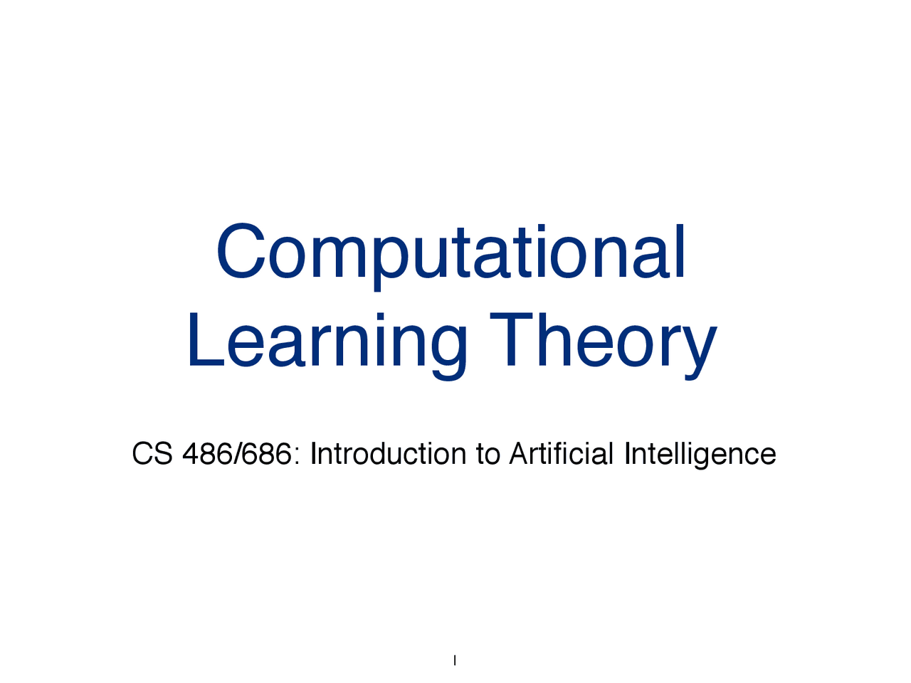 Computational Learning Theory Docsity