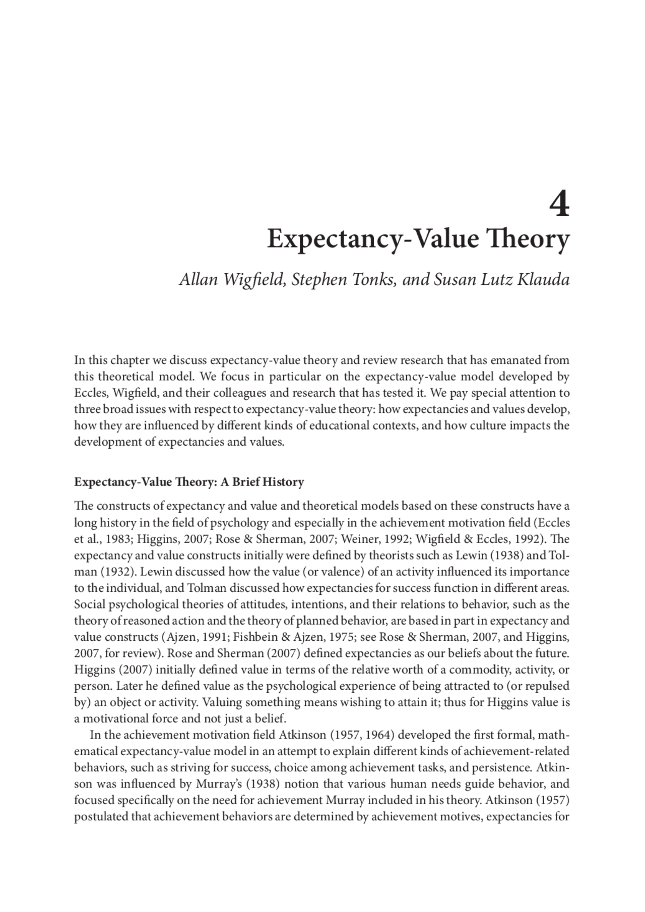 Expectancy Value Theory Docsity