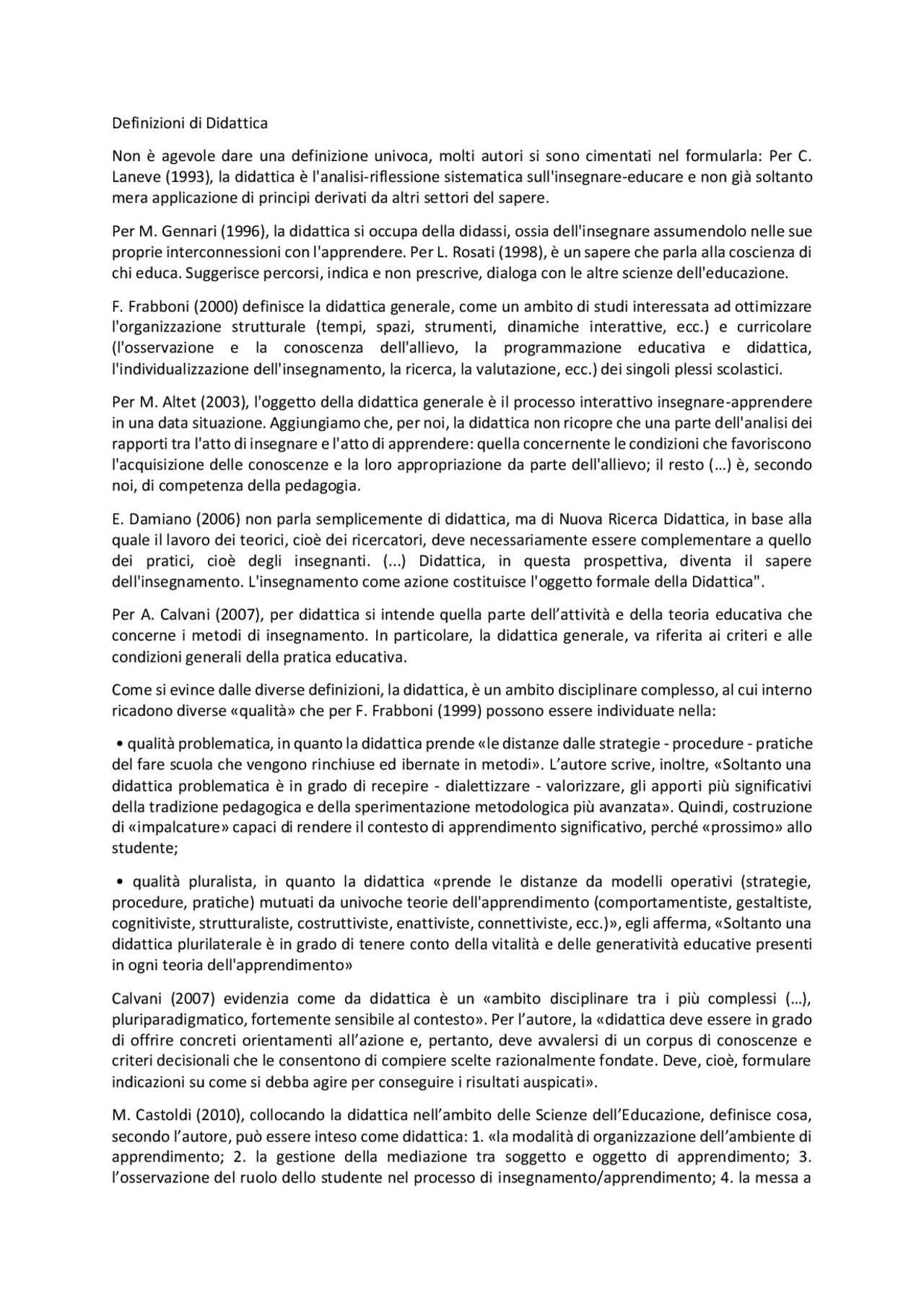 Fondamenti Di Didattica Generale Docsity