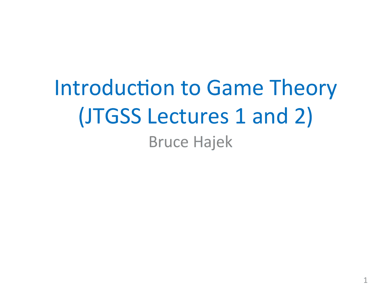 Lecture Slides Introduction To Game Theory Docsity
