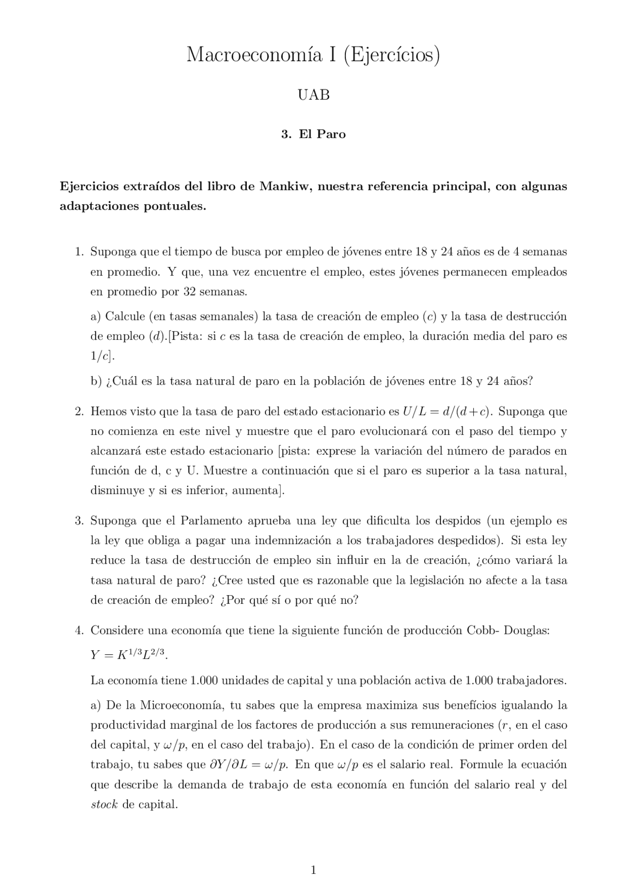 Ejercicios Tema 3 Macroeconomia I Ejercicios De Macroeconomía Docsity