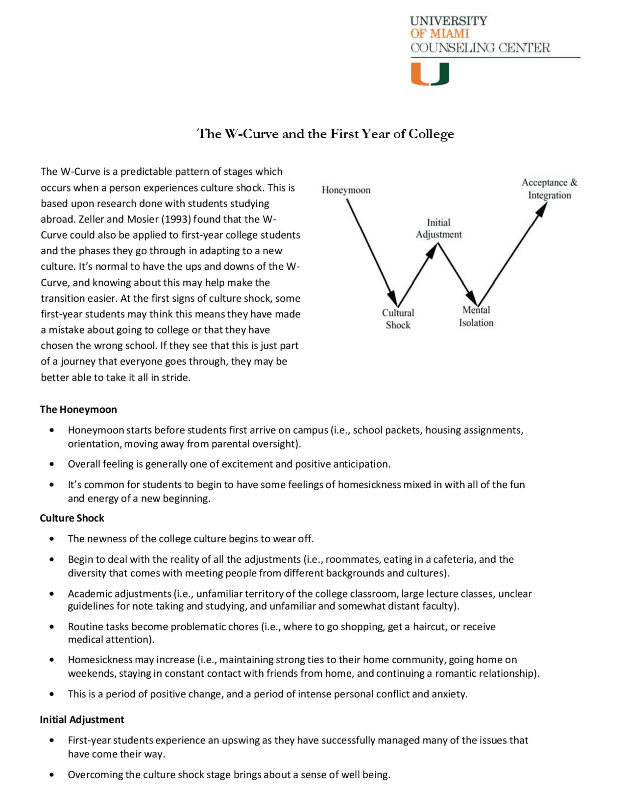 W-Curve and First Year of College - Docsity