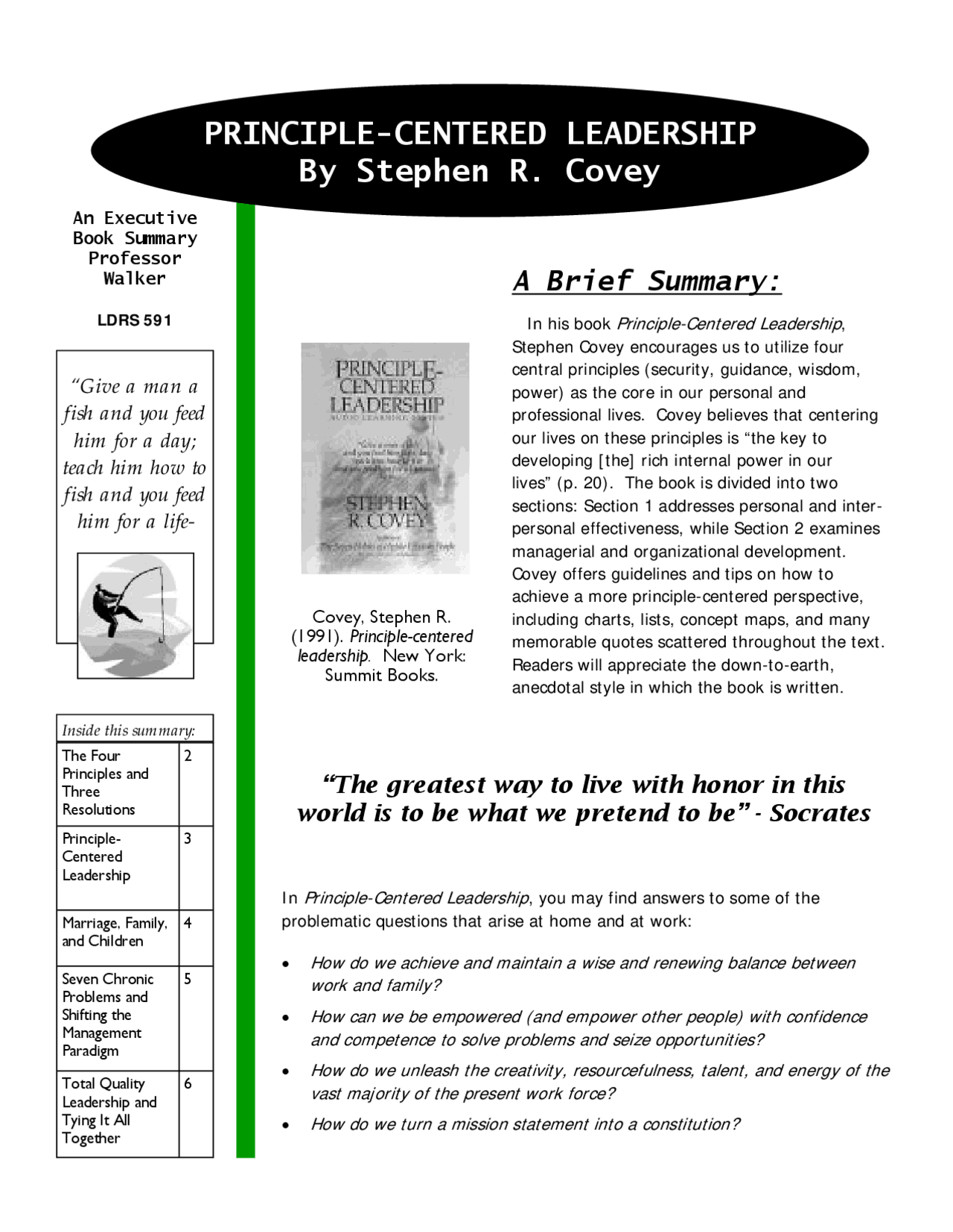 Principle-centered leadership summary - Docsity