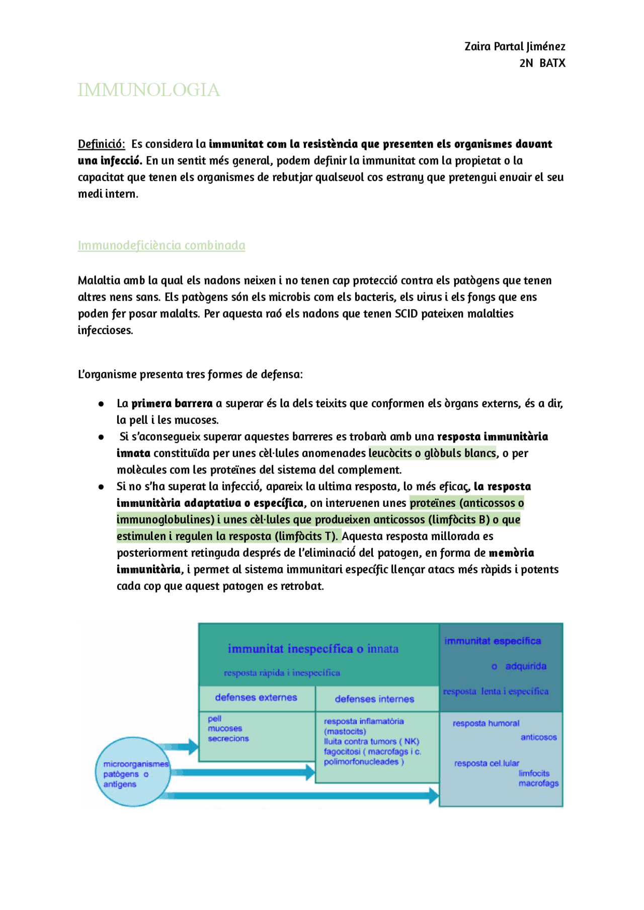 Immunologia Segon Batxillerat Docsity
