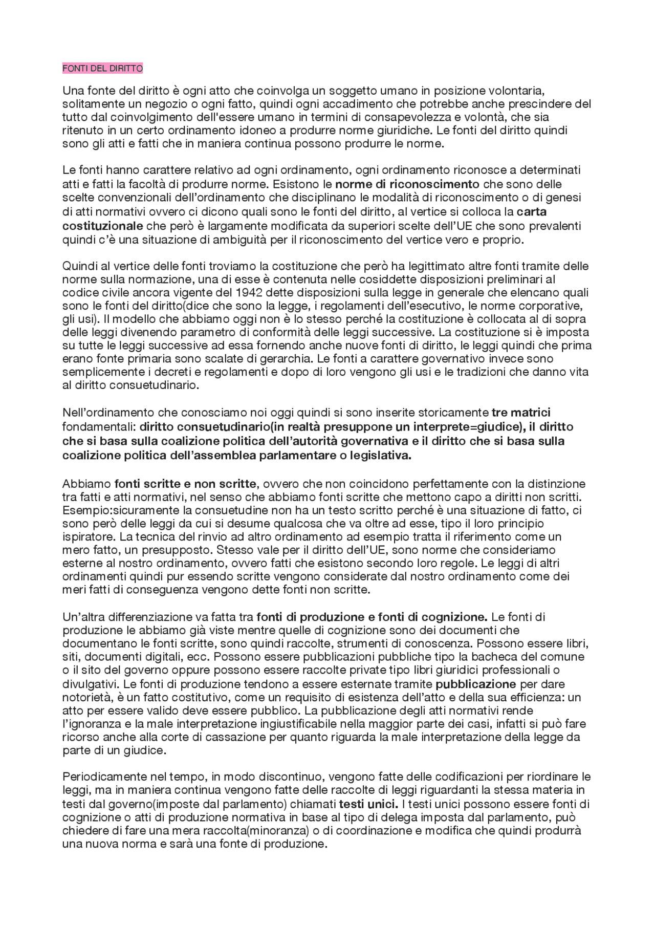 Inizio Fonti Diritto Prime Lezioni Appunti Di Diritto Pubblico Docsity
