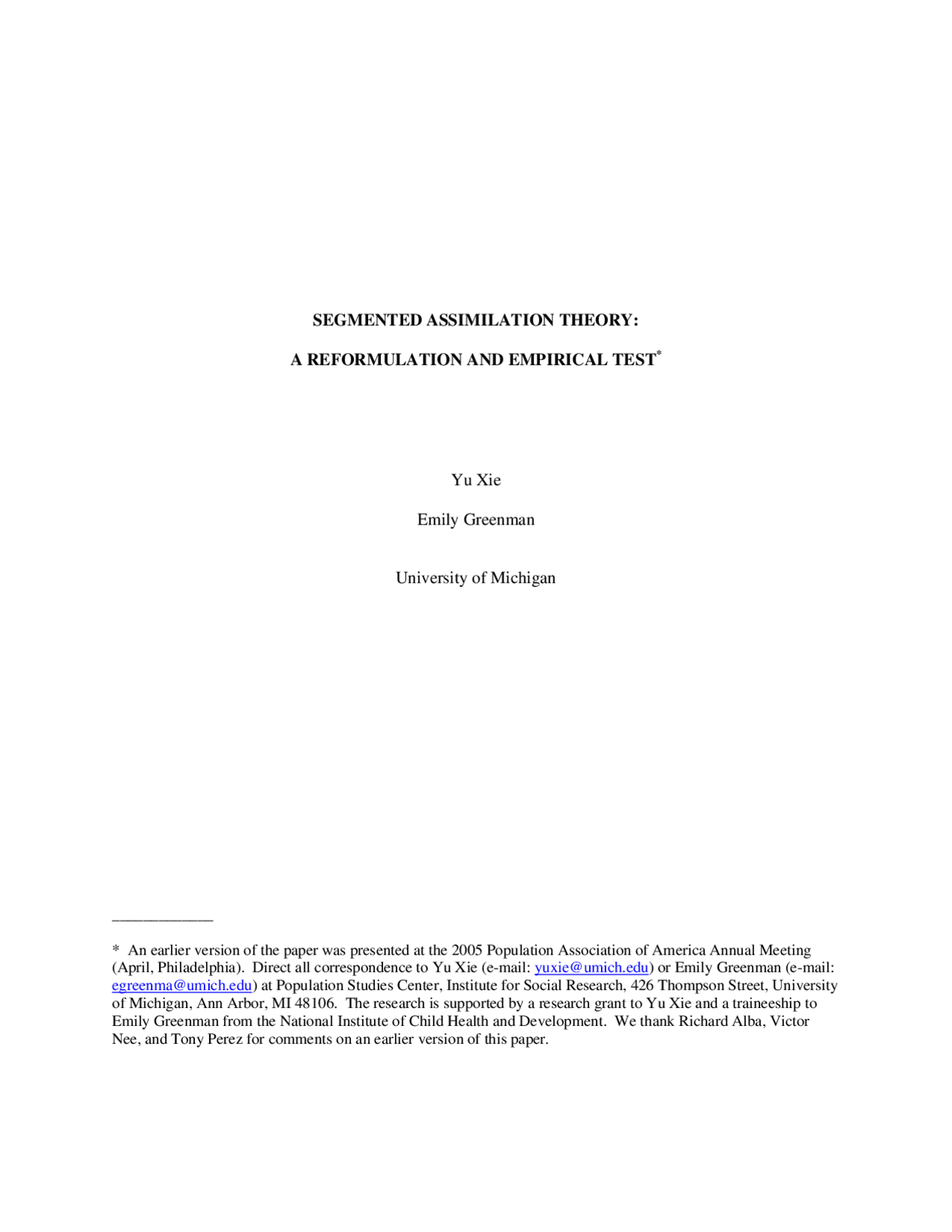 Segmented assimilation theory - Docsity