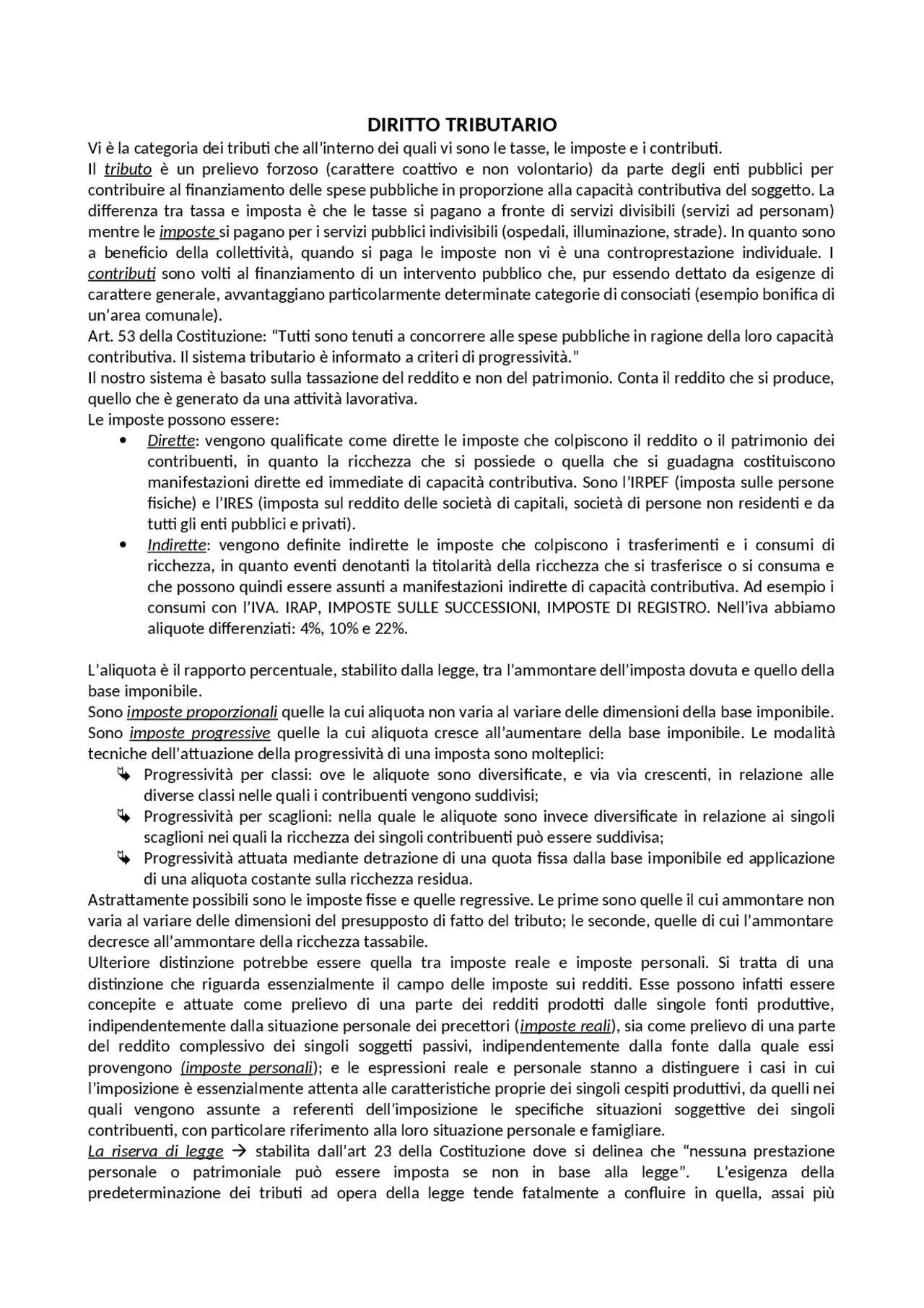 Appunti Diritto Tributario Docsity
