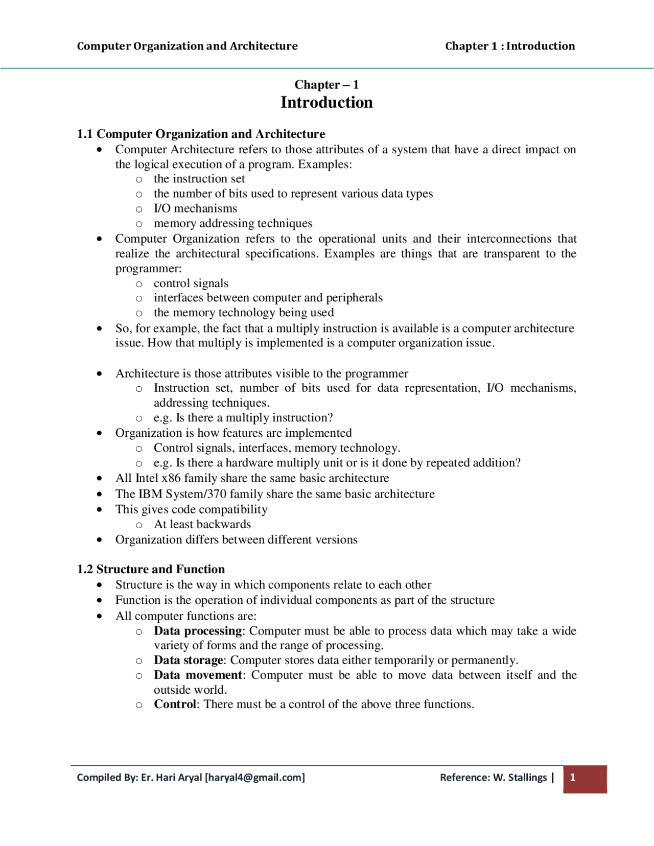 Introduction to computer architecture and organisations | Lecture notes ...
