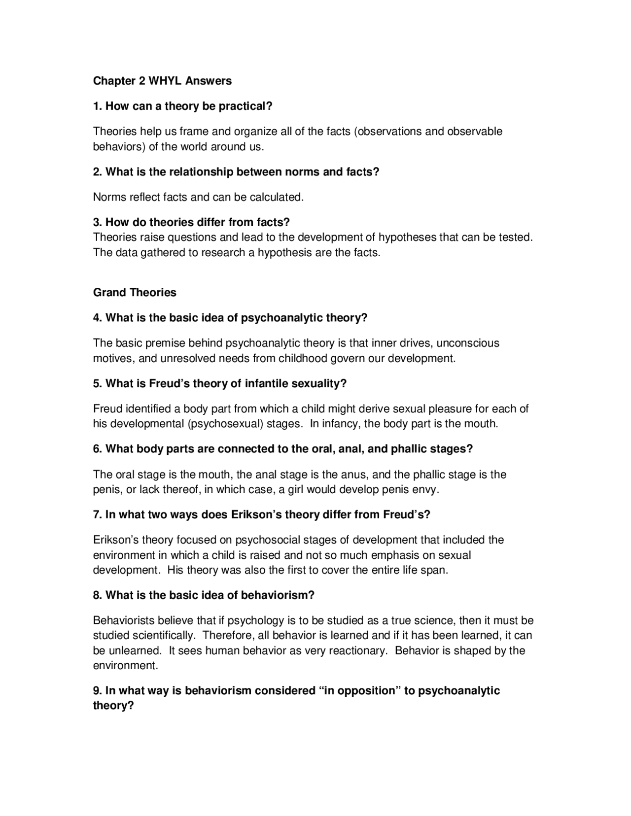 Basic idea of Psychoanalytic Theory | Quizzes Psychoanalysis | Docsity