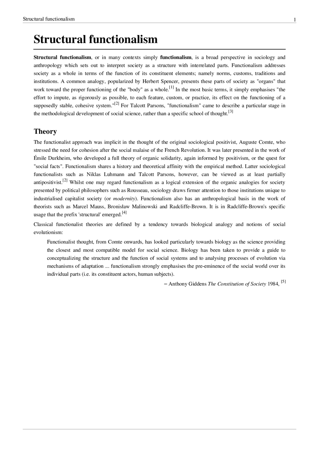 Structural Functionalism Vs Theory Docsity
