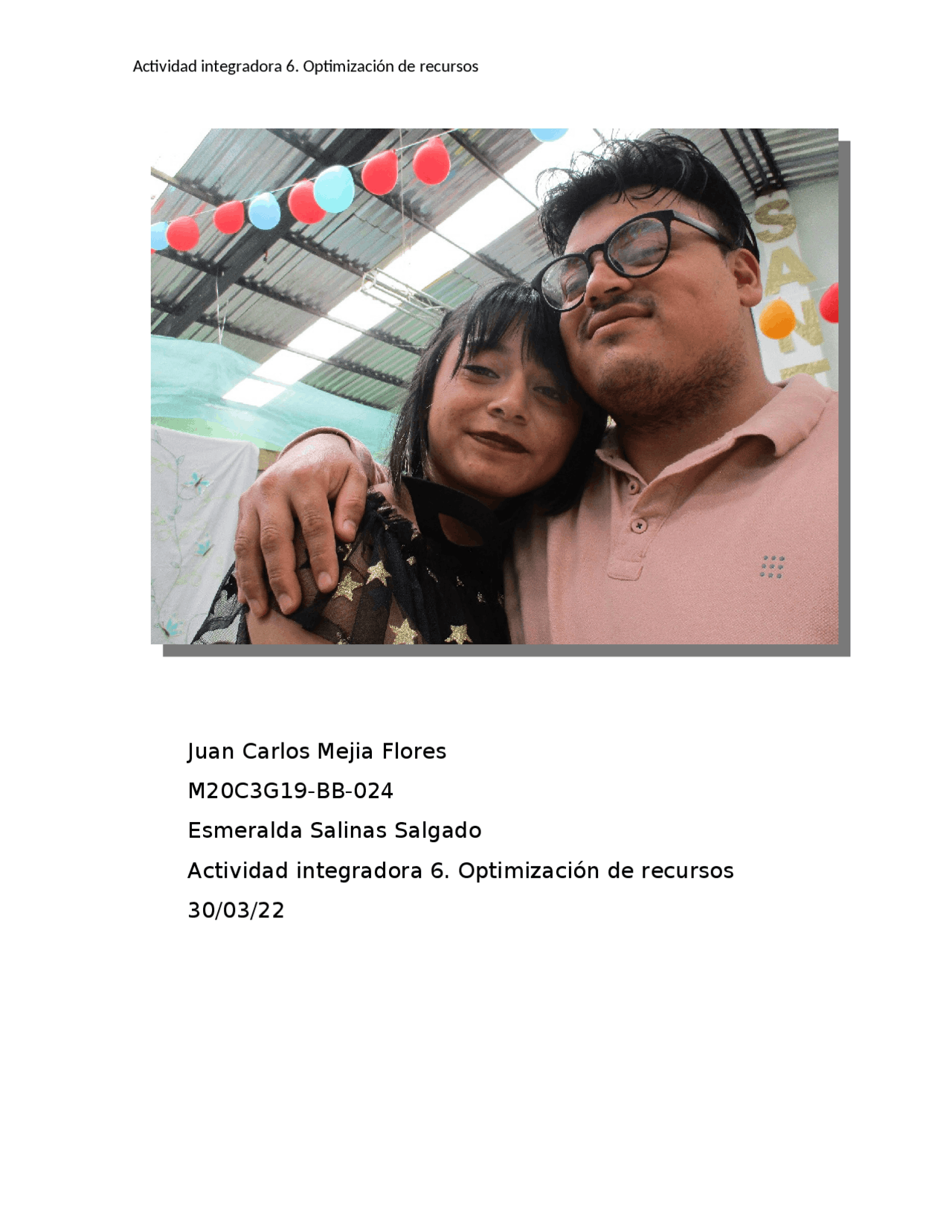 Actividad Integradora 6 Optimización De Recursos Ejercicios De