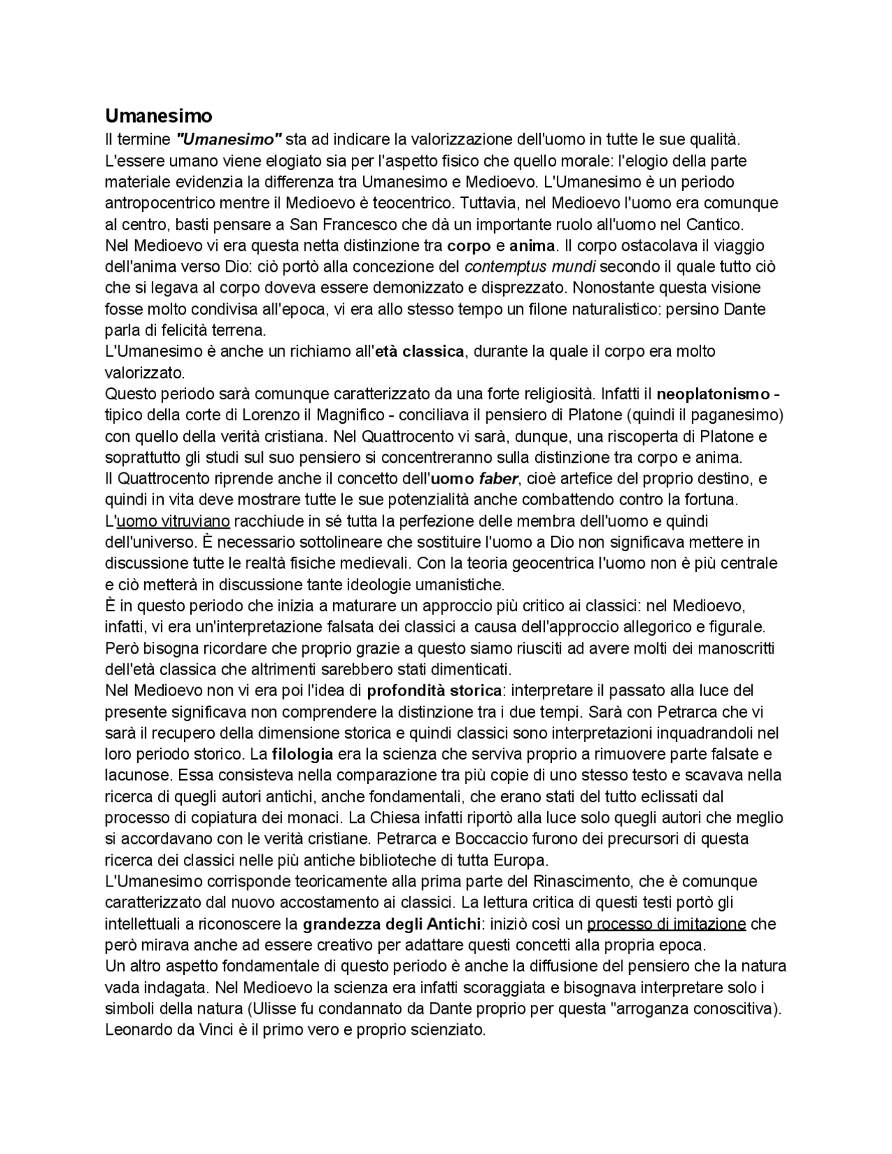 Umanesimo E Rinascimento Docsity