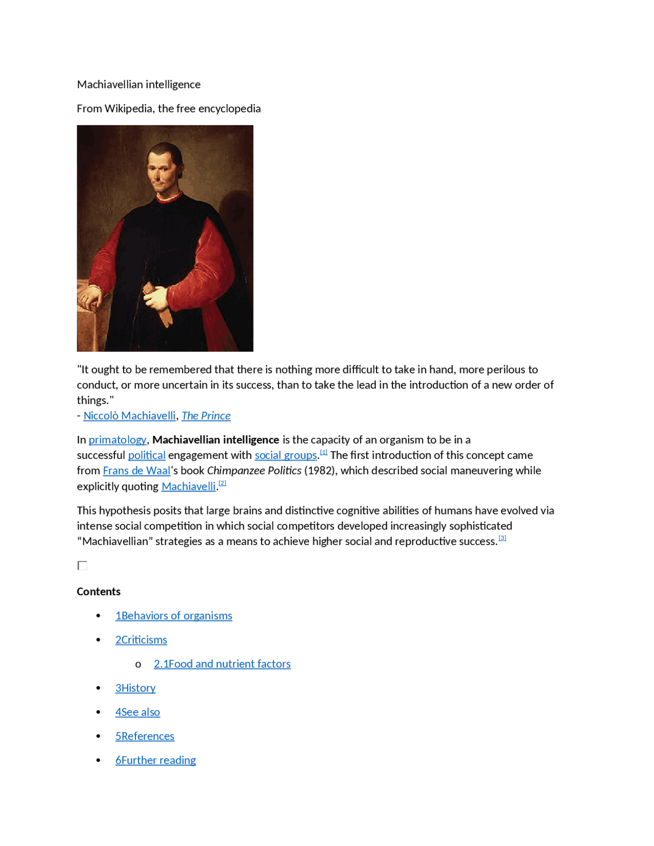 Niccolò Machiavelli, The Prince - Docsity