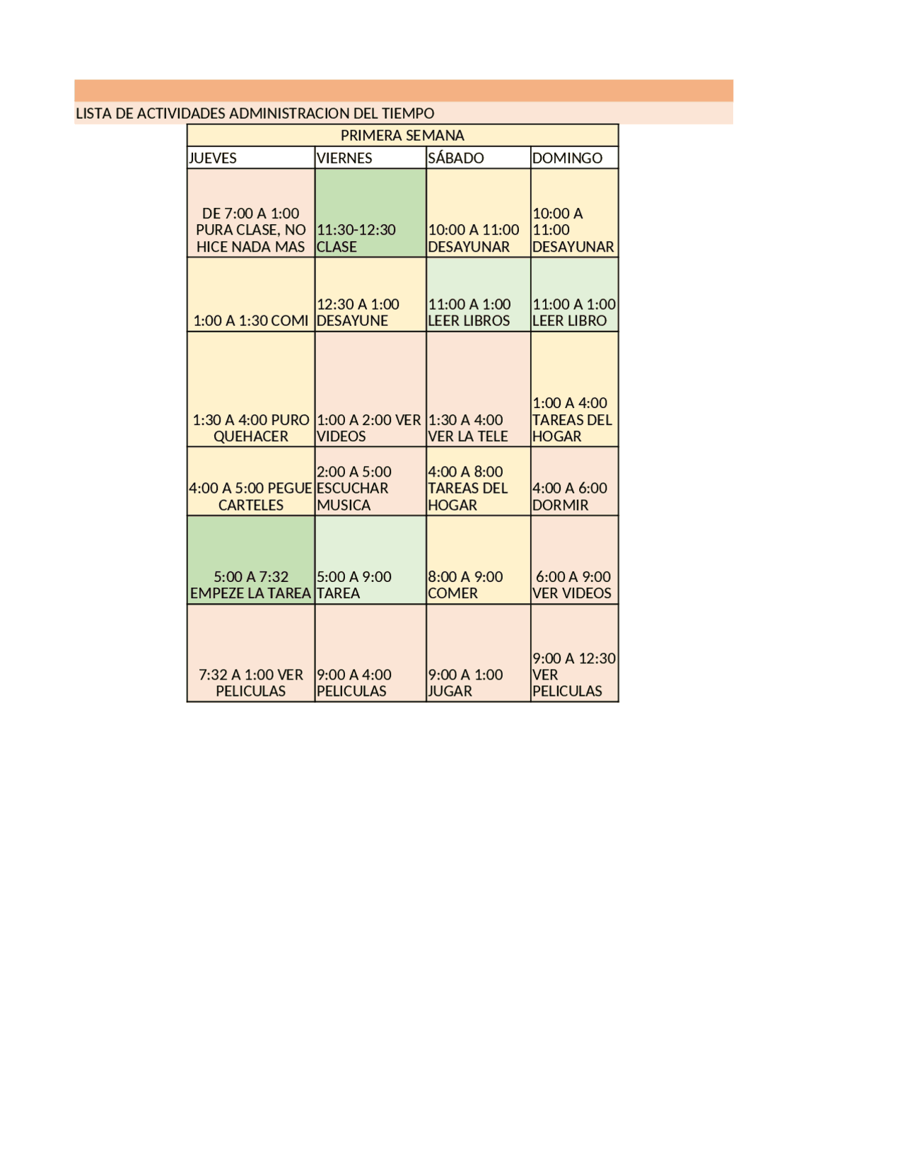 EXCEL PLANTILLA ADMINISTRACION DEL TIEMPO - Docsity