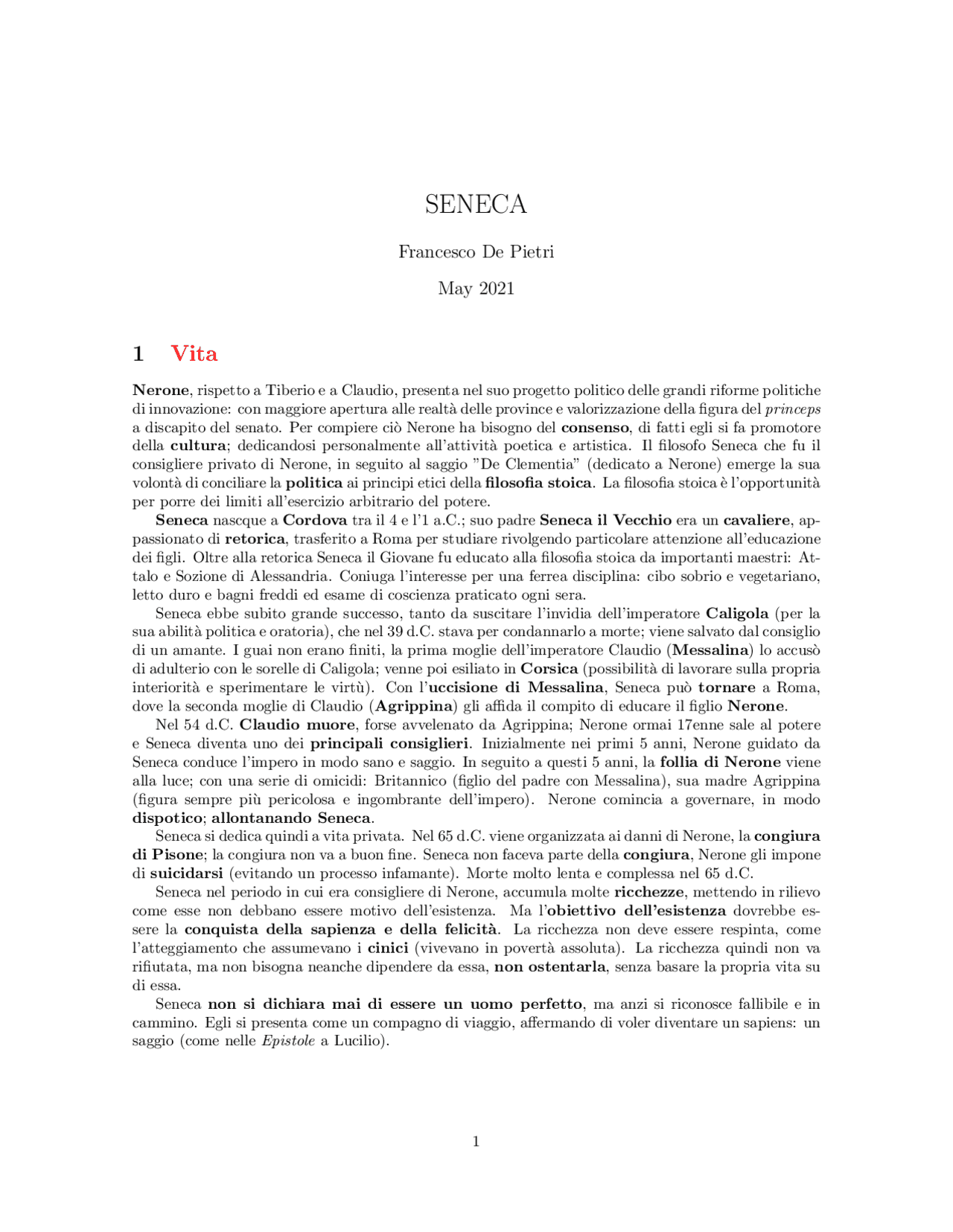 APPUNTI SENECA VITA-OPERE-ANALISI TESTI PRINCIPALI | Schemi e mappe ...