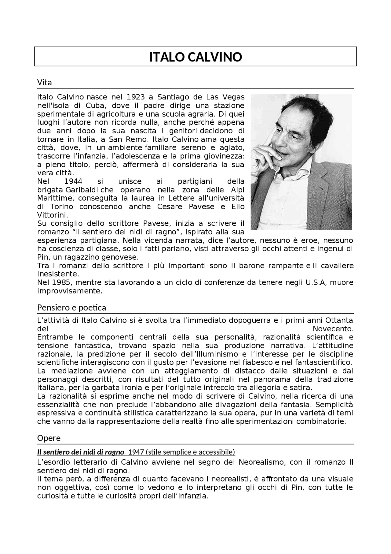 Italo Calvino Appunti Docsity