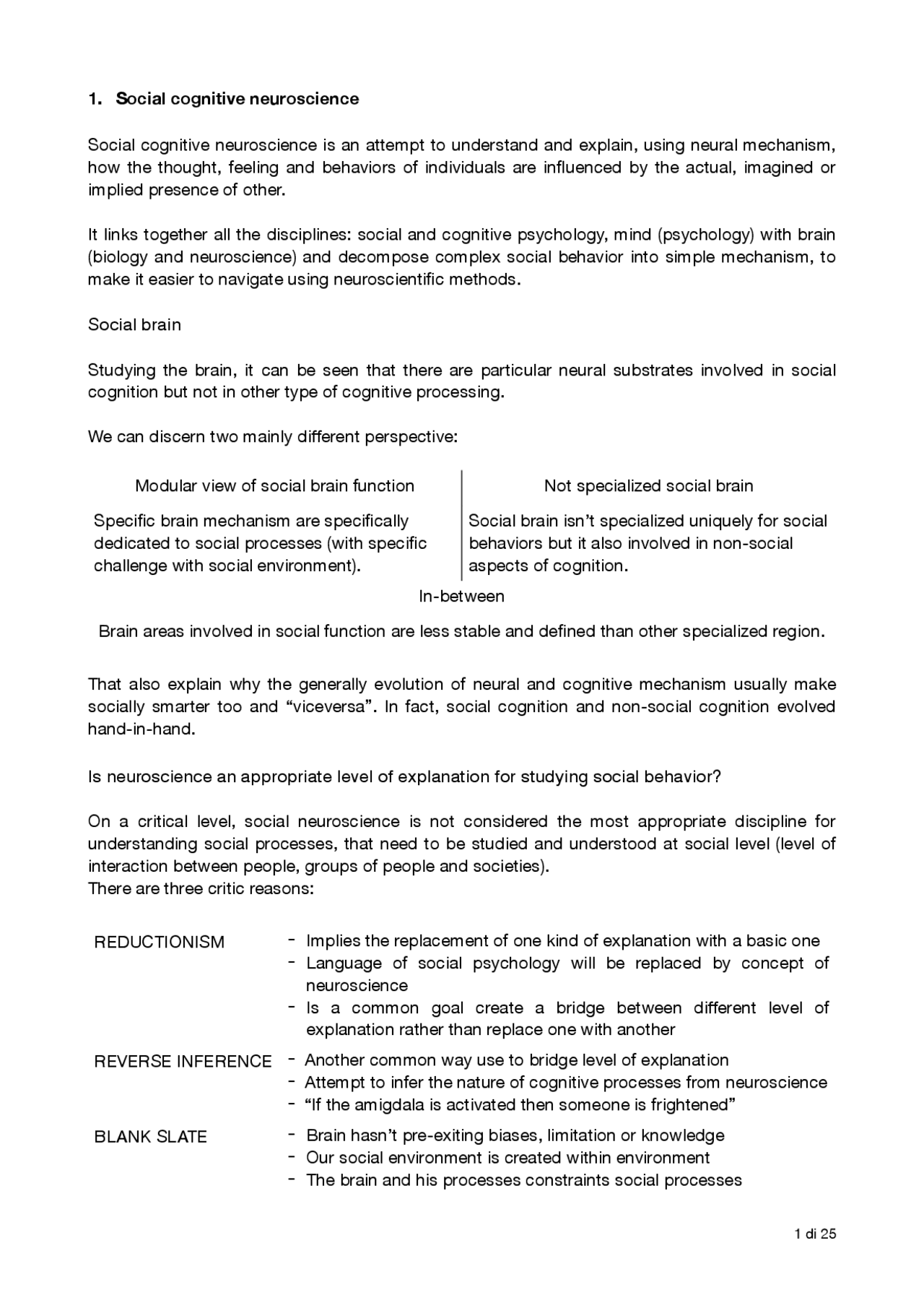 Social Cognitive Neuroscience - Docsity