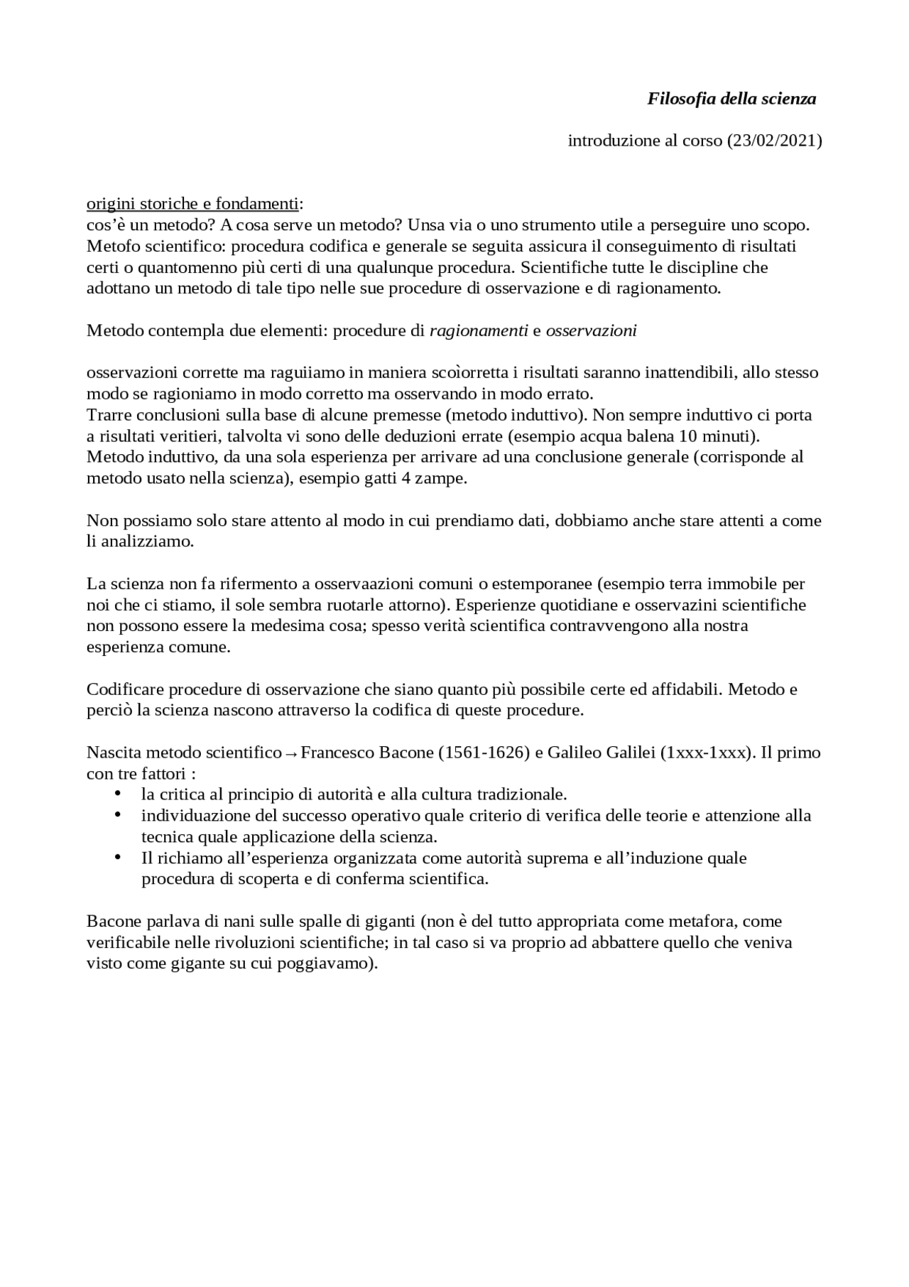 Filosofia Della Scienza Appunti Sbobine Docsity