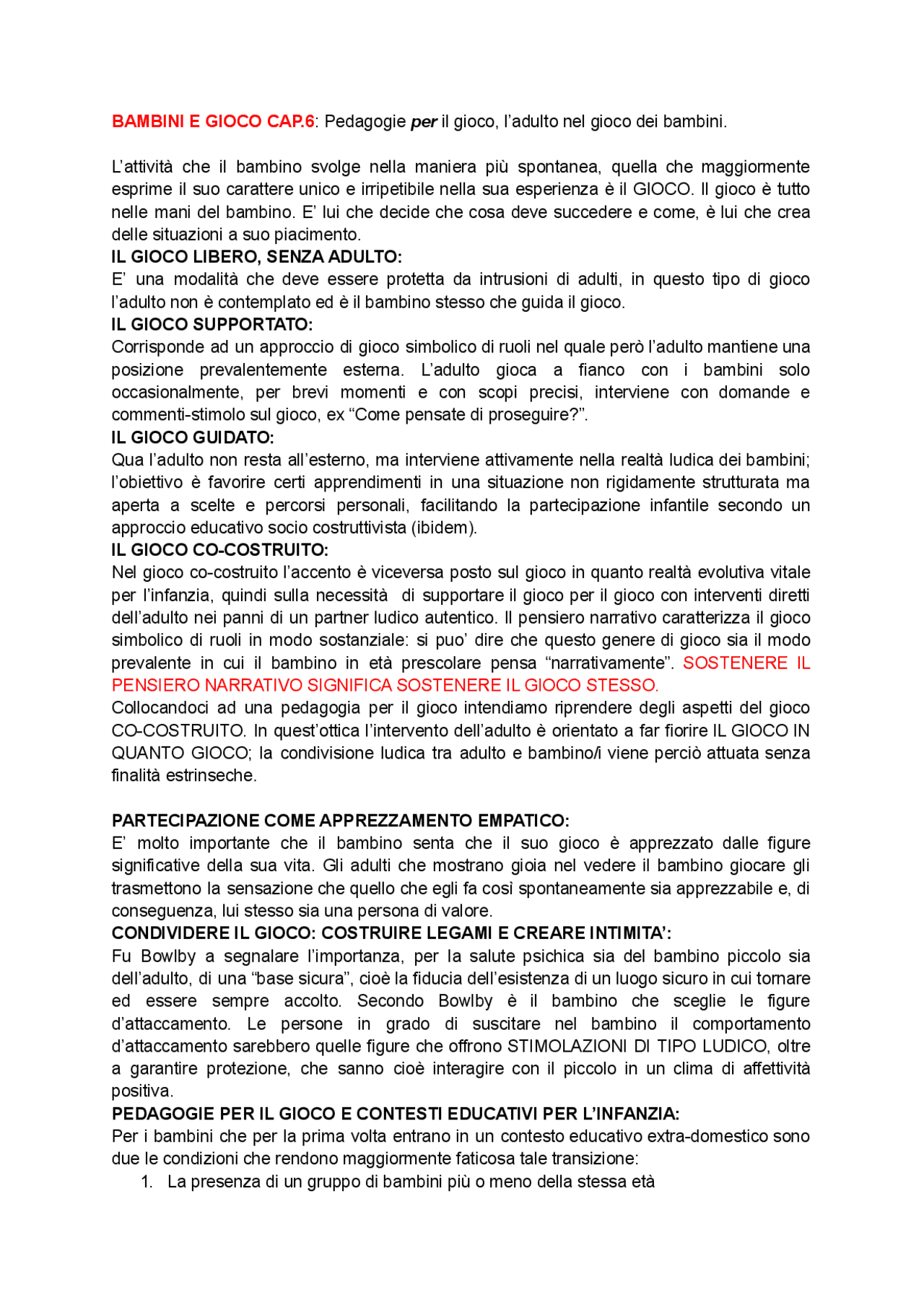 I Bambini E Il Gioco Docsity