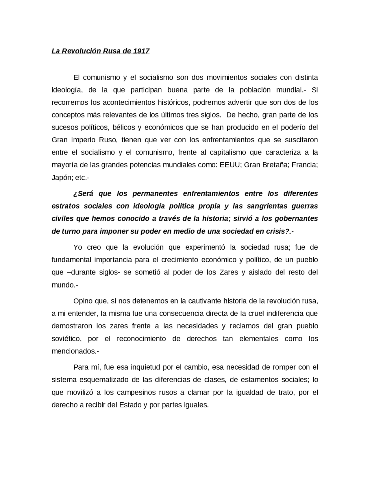 Ensayo sobre la Revolución Rusa | Monografías, Ensayos de Historia ...