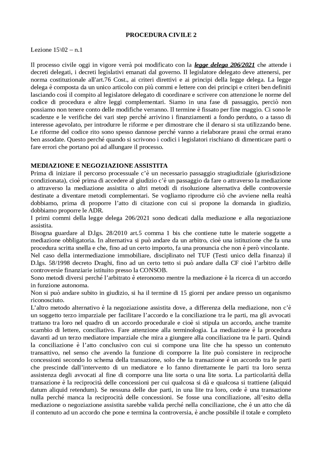 Procedura Civile Ii Modulo Tedoldi Docsity
