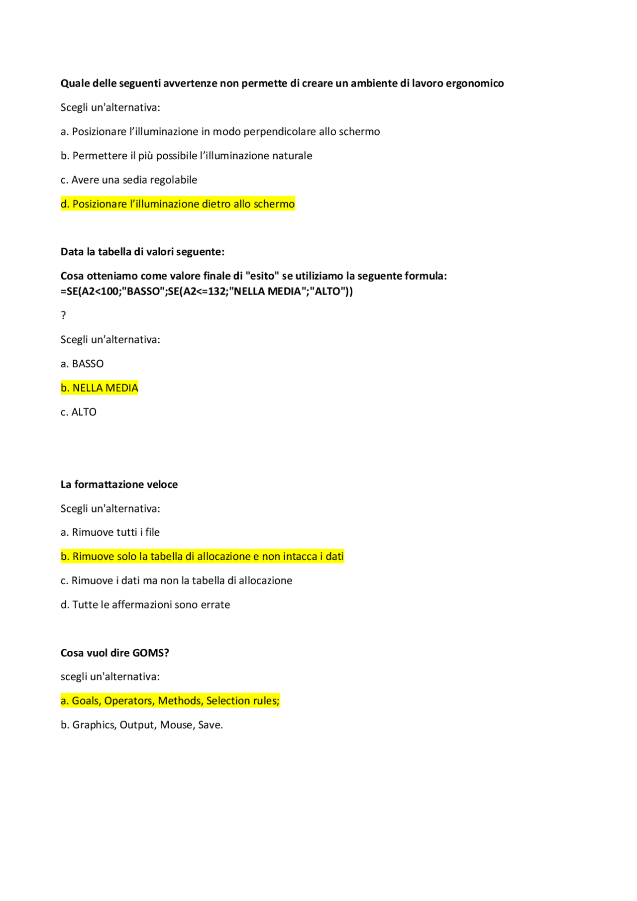 Domande Esame Informatica Generale Docsity