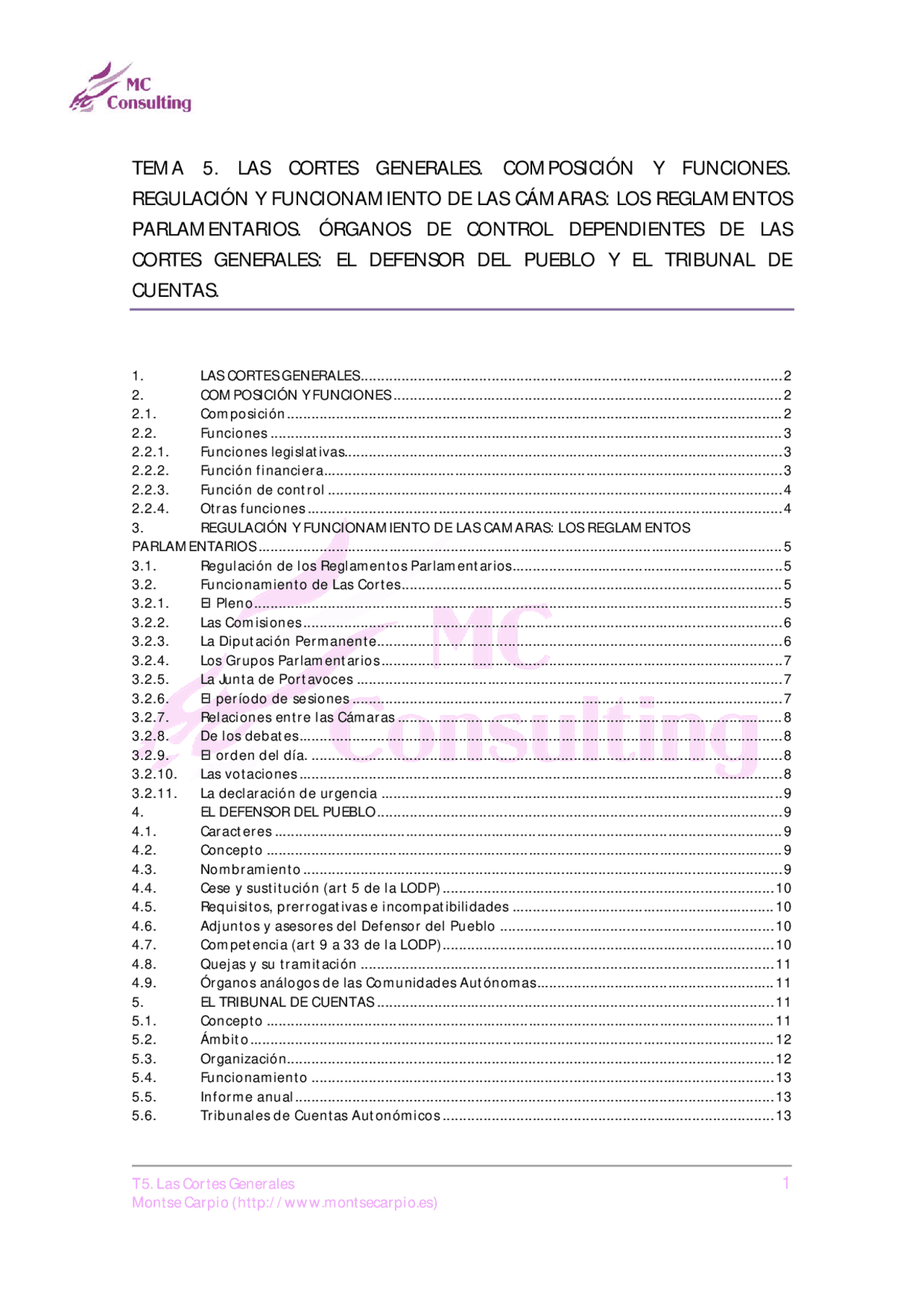 El Poder Legislativo Cortes Generales Docsity 2324